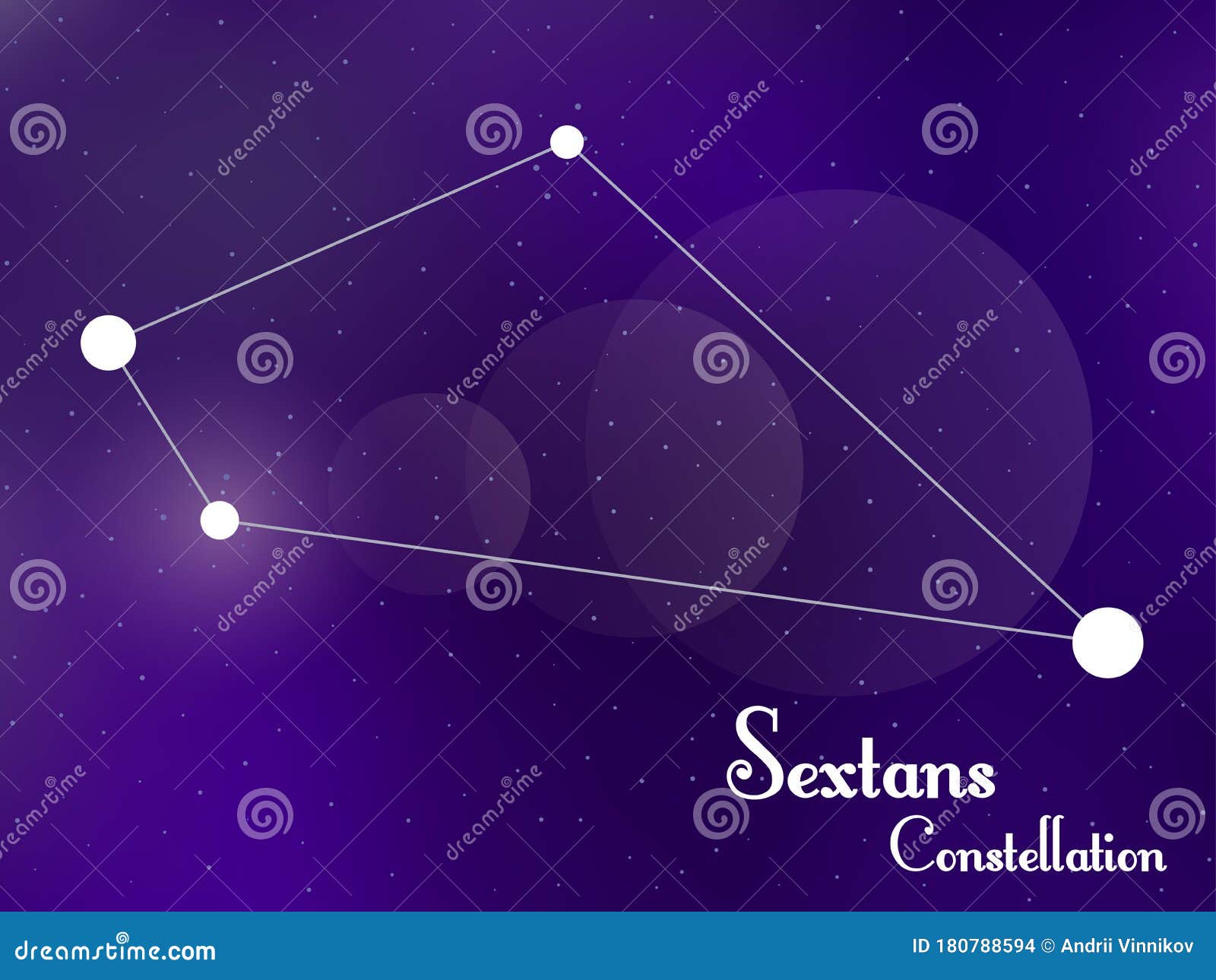 Sextans The Sextant Constellation Map On A Starry Space Background. Stars Relative Sizes And ...