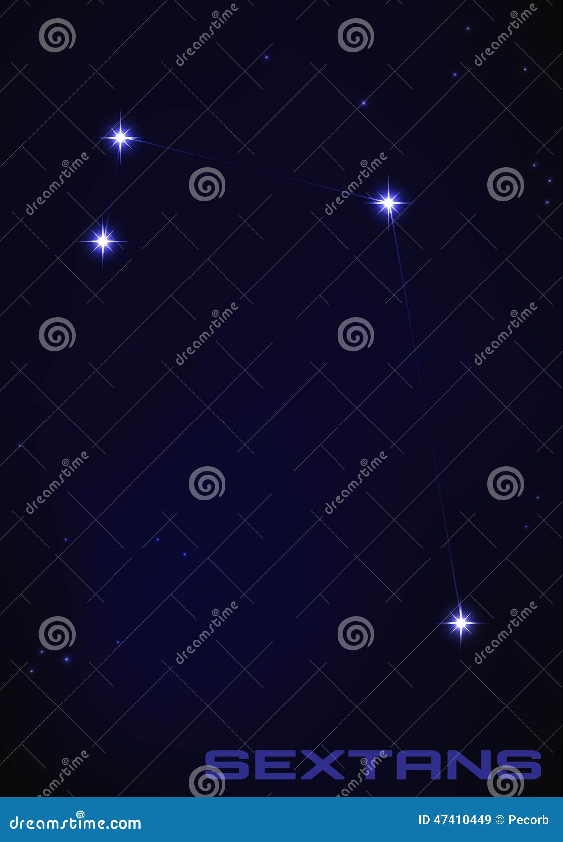 Sextans The Sextant Constellation Map On A Starry Space Background ...