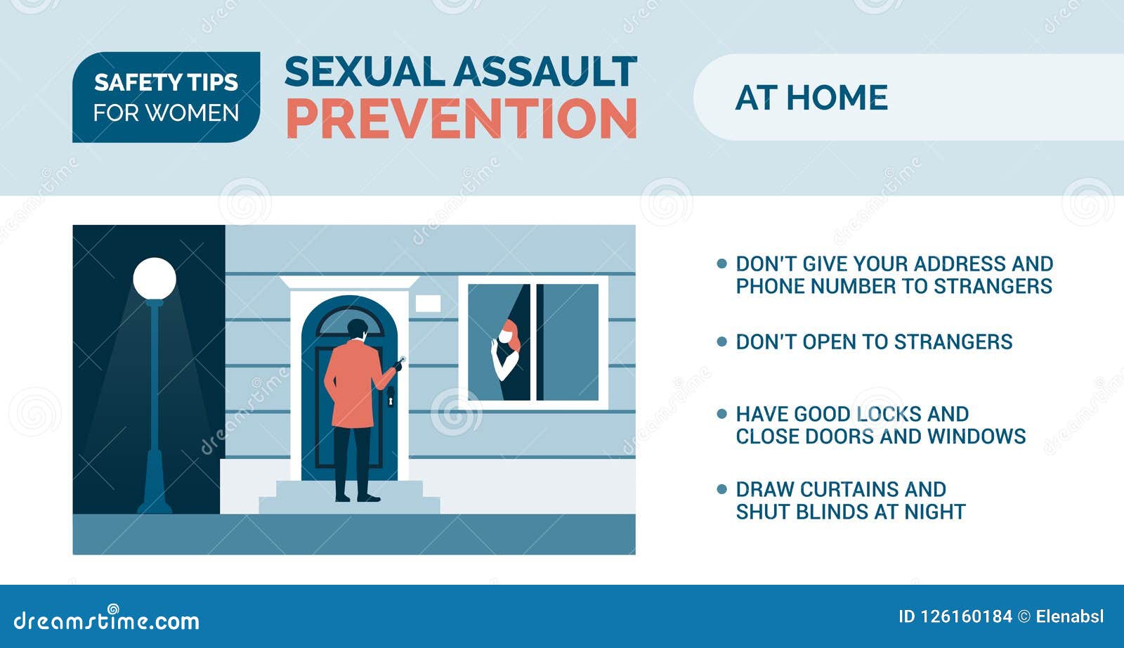 Sexual Assault Prevention How To Be Safe At Home Stock Vector