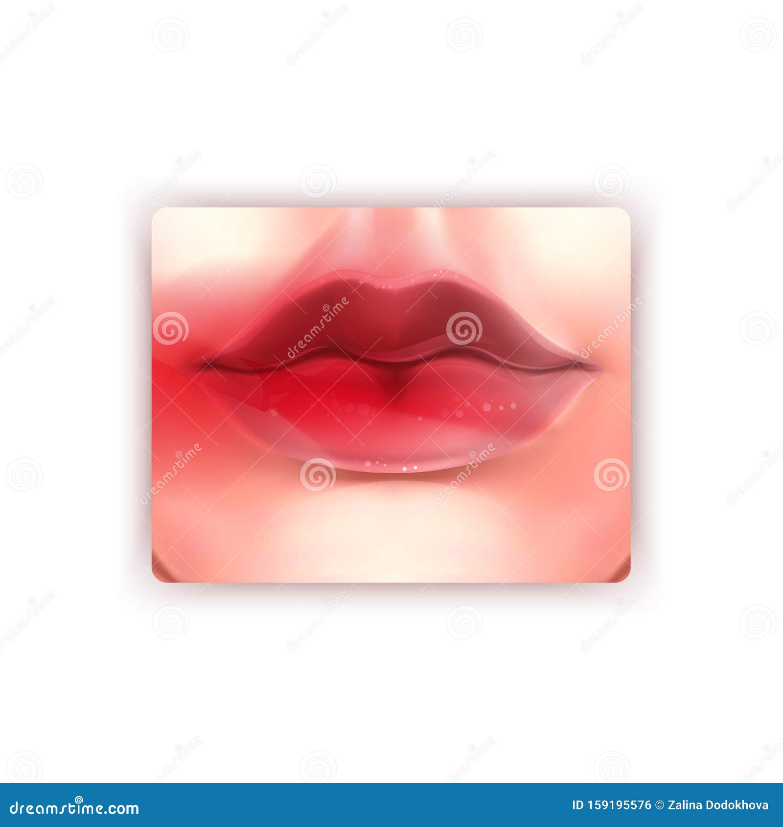 Sexual Beautiful Lips with the Smeared Lipstick, Vector Realistic ...