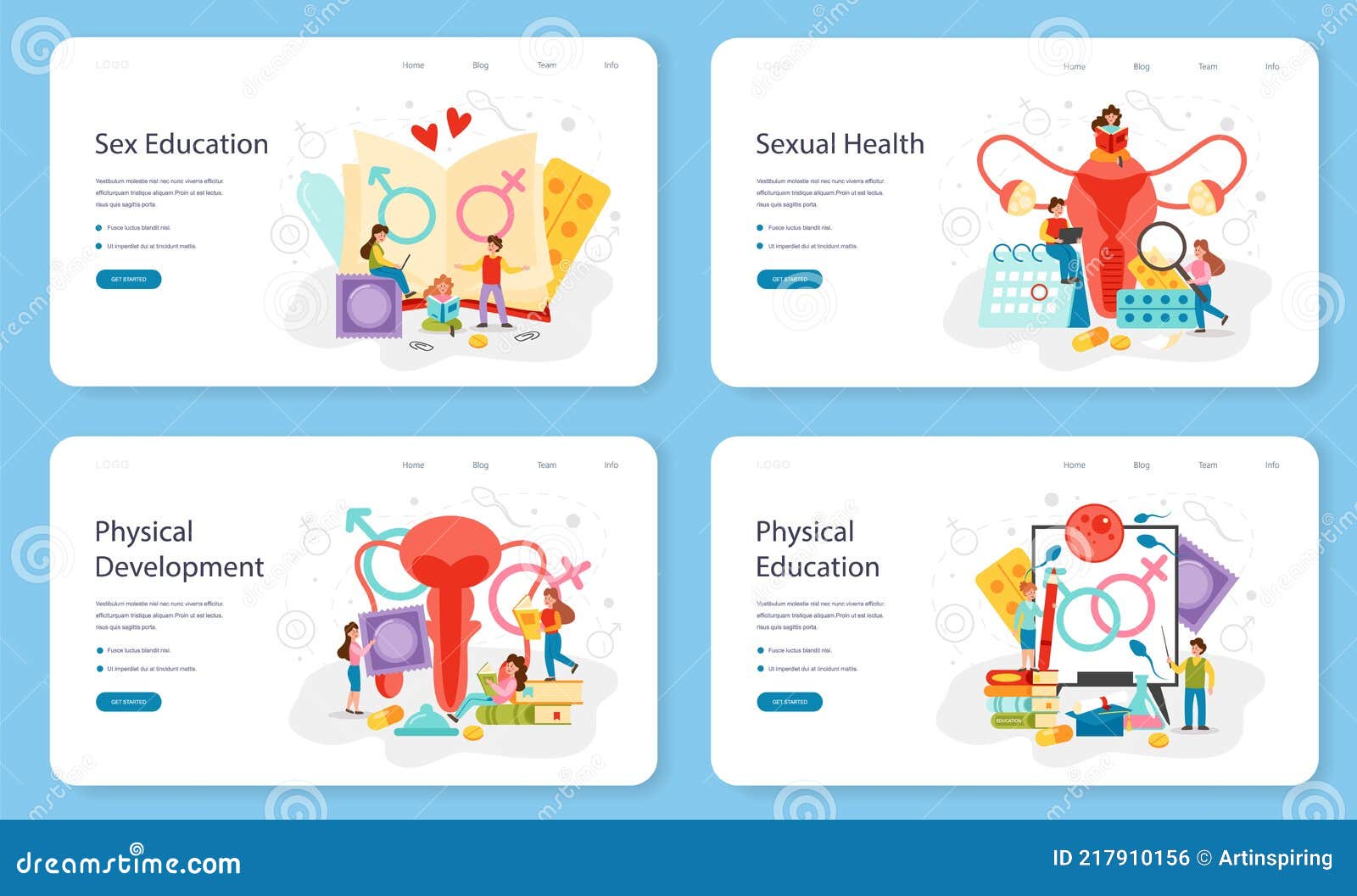 Sexual Education Web Banner Or Landing Page Set Sexual Health Lesson
