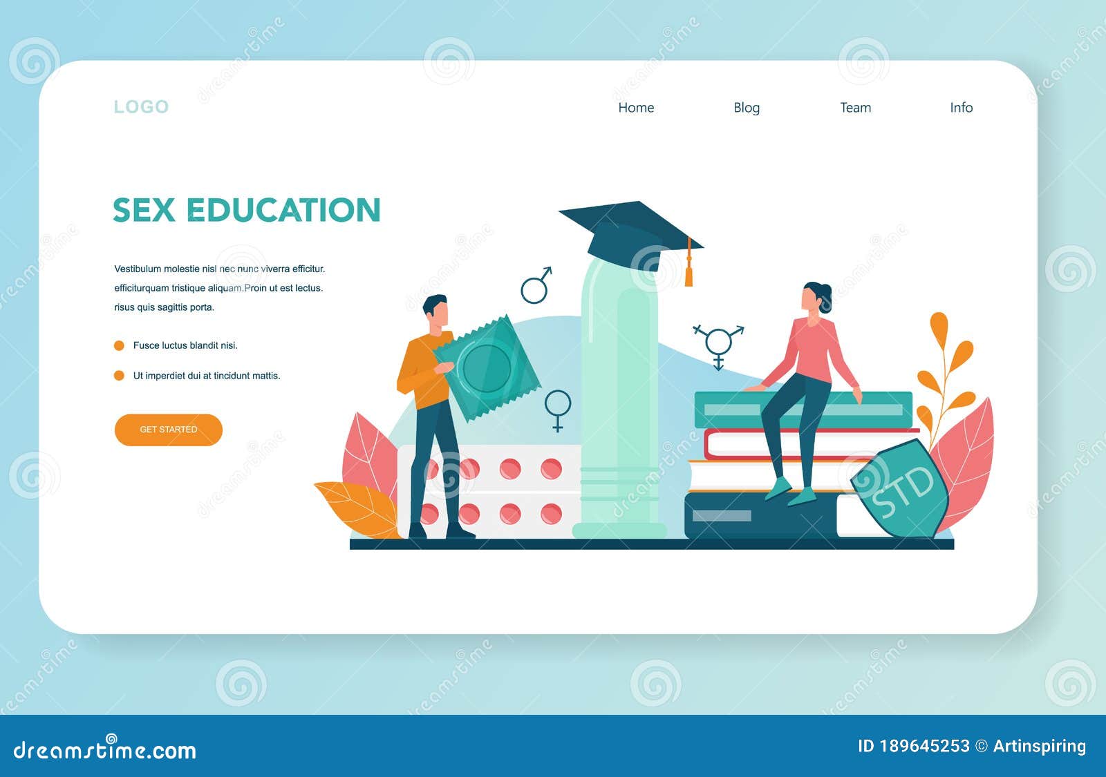 Sexual Education Web Banner Or Landing Page Sexual Health Lesson Stock