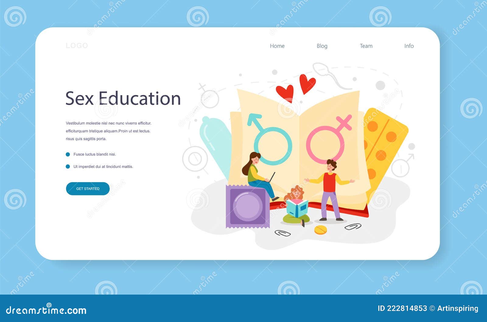 Sexual Education Web Banner Or Landing Page Sexual Health Lesson Stock