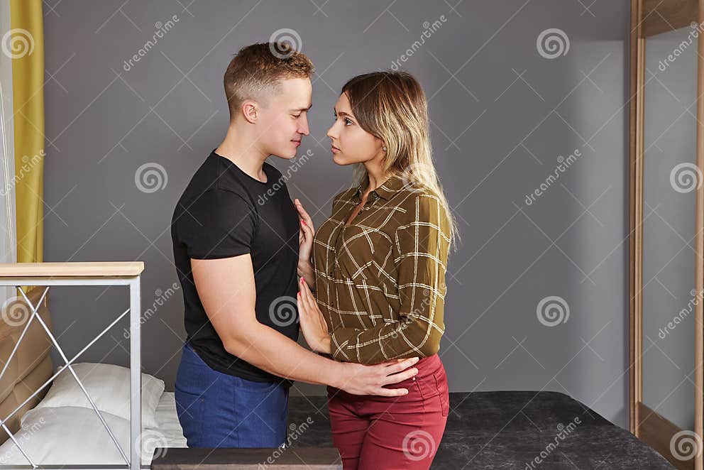 Sexual Foreplay Of A Young Couple In Love Stock Image Image Of Girl