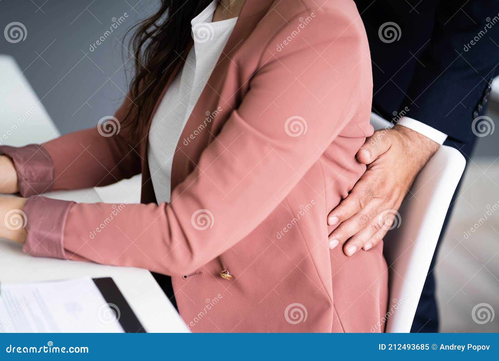 Sexual Harassment at Workplace. Touching Woman Stock Image - Image of ...