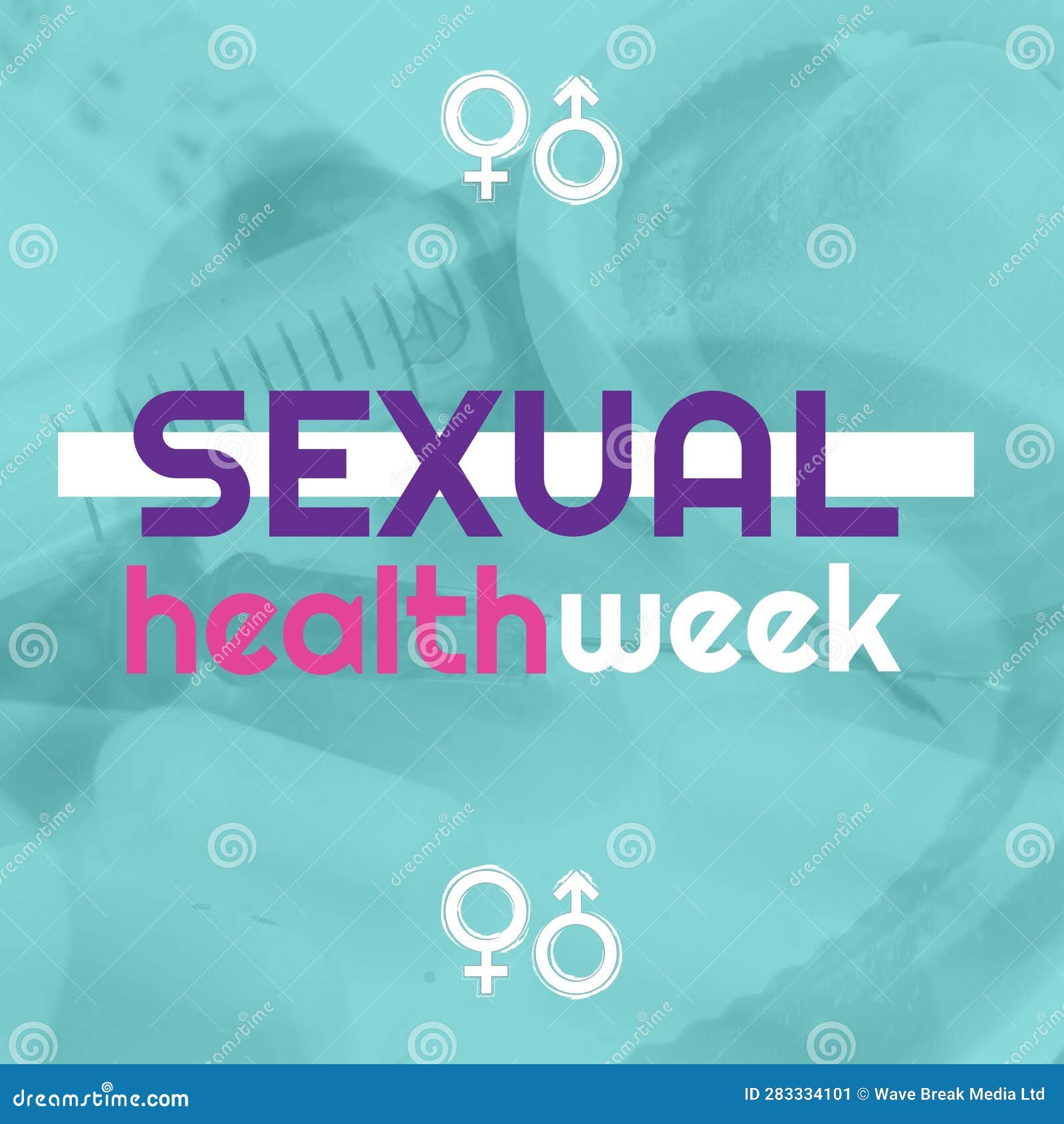 Sexual Health Week Text With Male And Female Symbols Over Medical