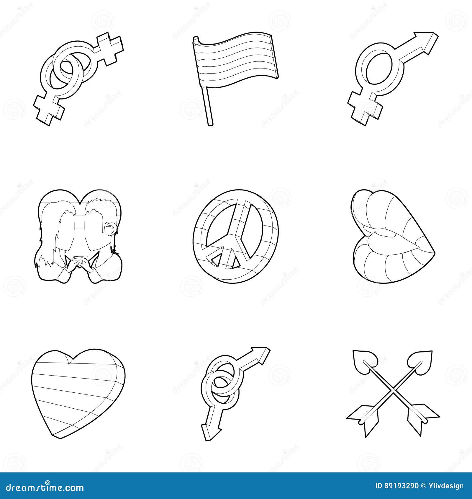 Sexual Minorities Icons Set, Outline Style Stock Vector - Illustration ...