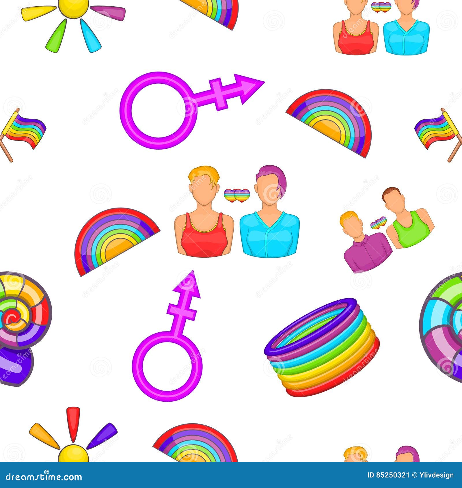 Sexual Minorities Pattern, Cartoon Style Stock Vector - Illustration of ...