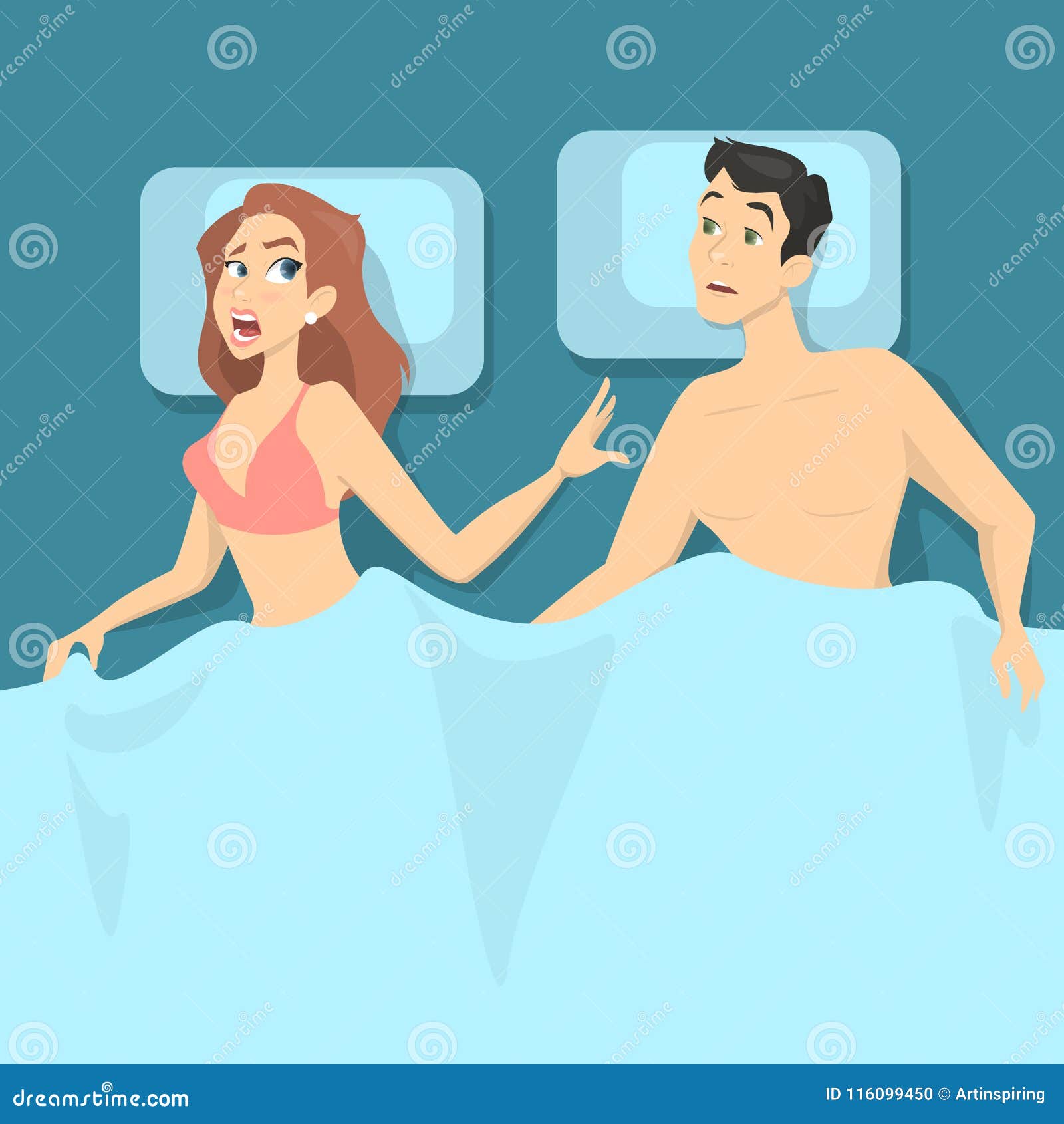 Sexual Problems In Bed Stock Vector Illustration Of Flat 116099450