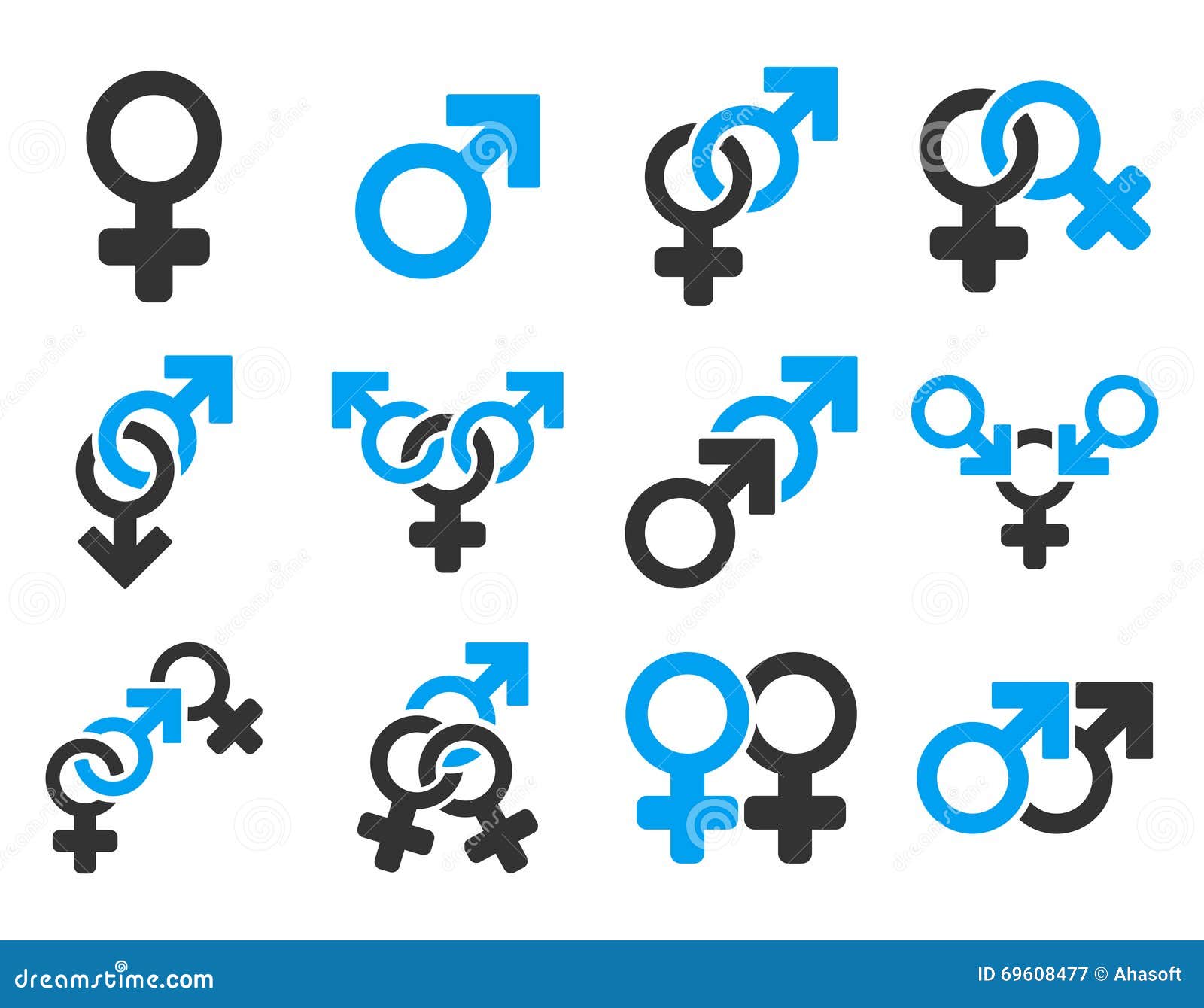 Sexual Relation Symbols Flat Raster Icon Set Stock Illustration