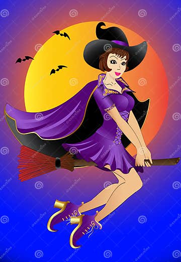 Sexual Witch Flying On Broom Stock Vector Illustration Of Goth Dark 20540238