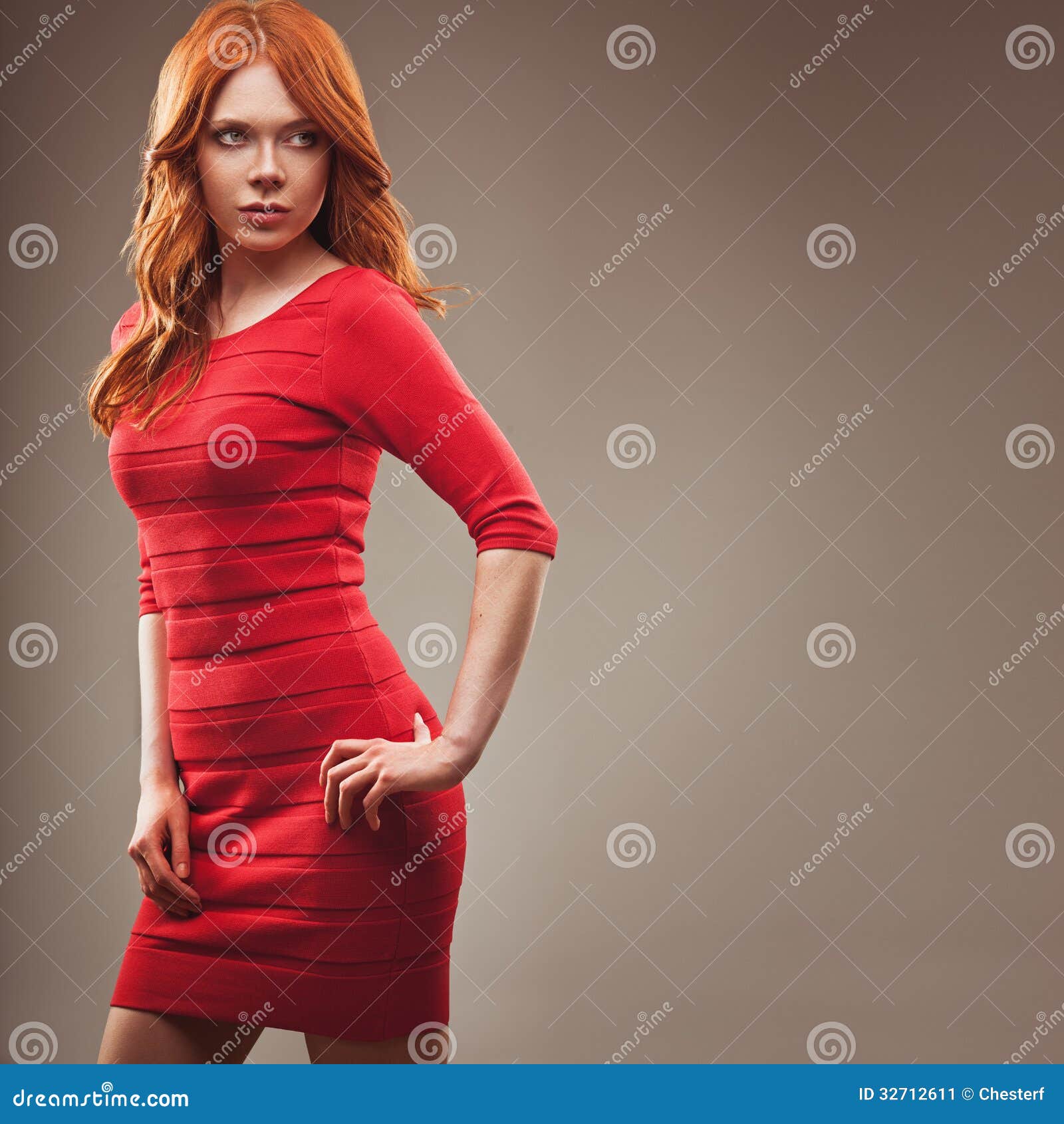Sexual Woman Wearing Red Dress Stock Image Image Of Cute Pose 32712611