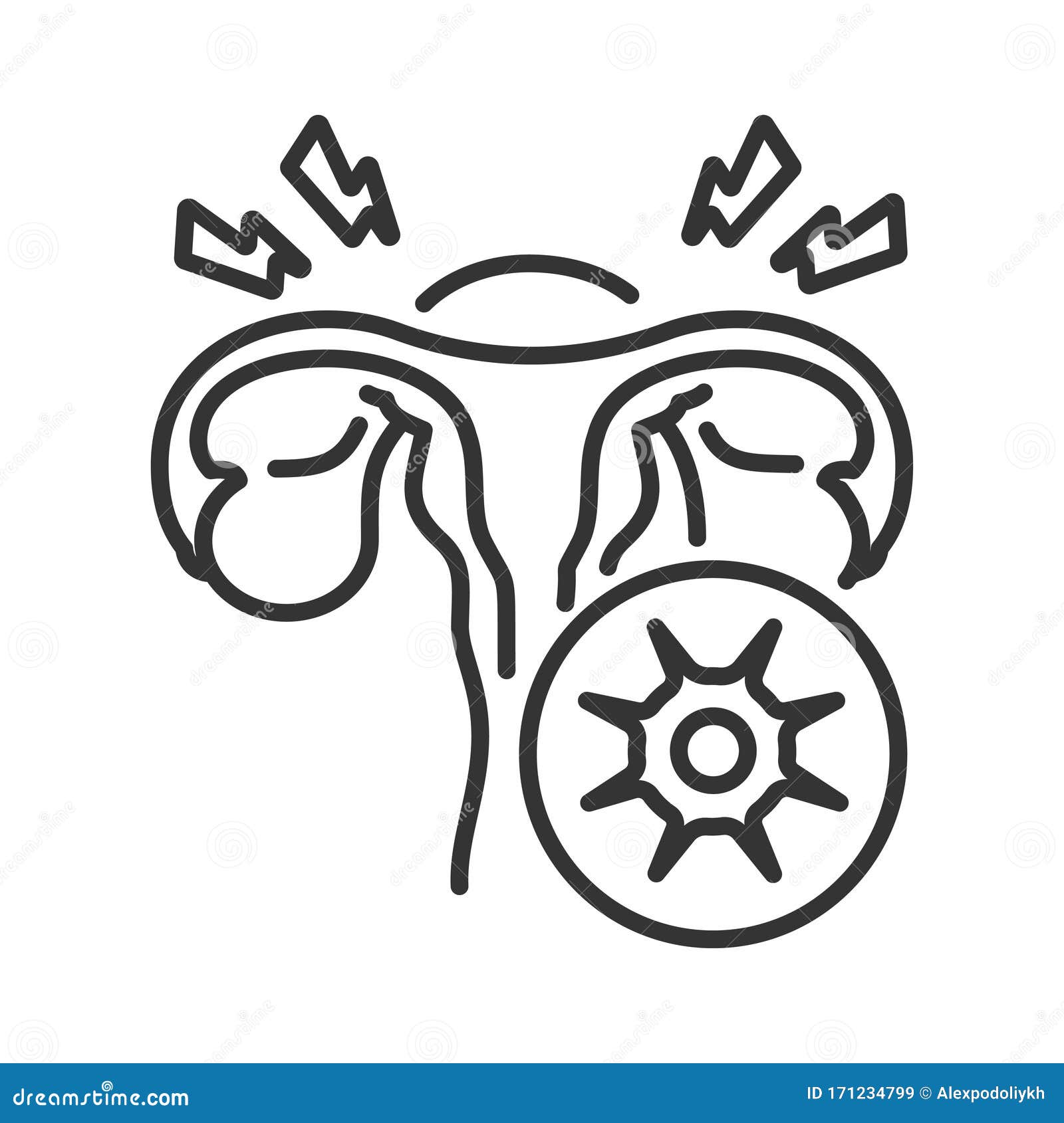 Sexually Transmitted Disease Line Black Icon Female Reproductive System Infectious Illness