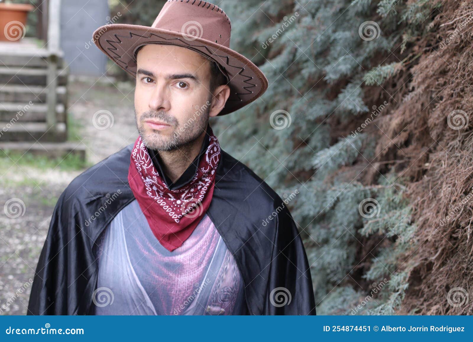 American Bandit Wearing Leather Hat Stock Image - Image of handsome ...