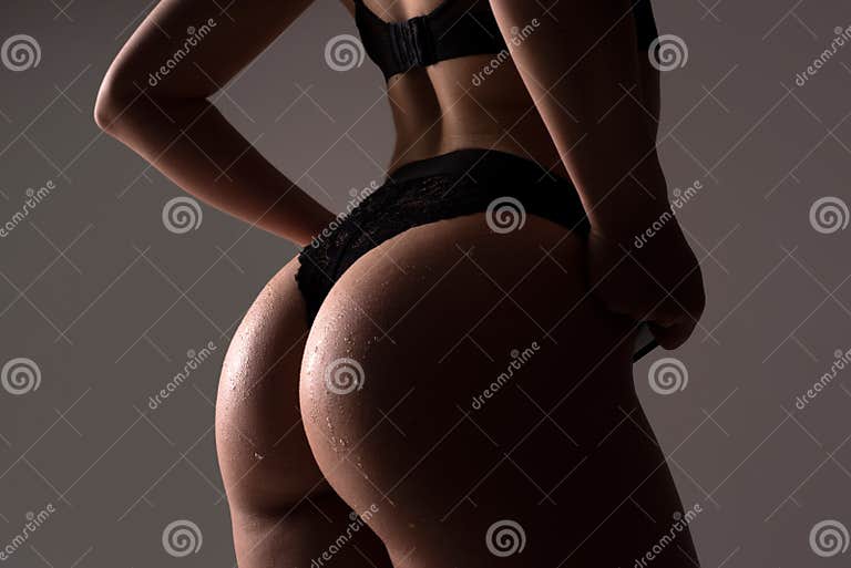 In Lingerie Huge Buttocks Female Firm Buttocks Slim Figure Bikini Thong Underwear Stock Image