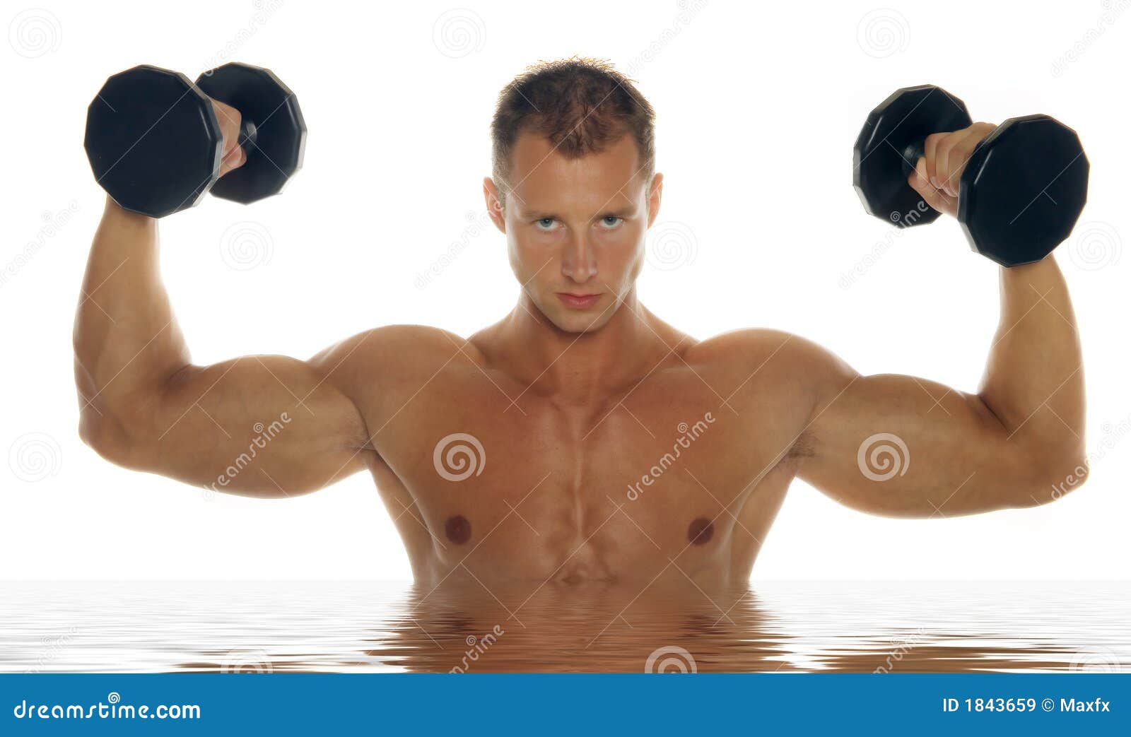 Athletic man in water stock image. Image of massage, male - 1843659