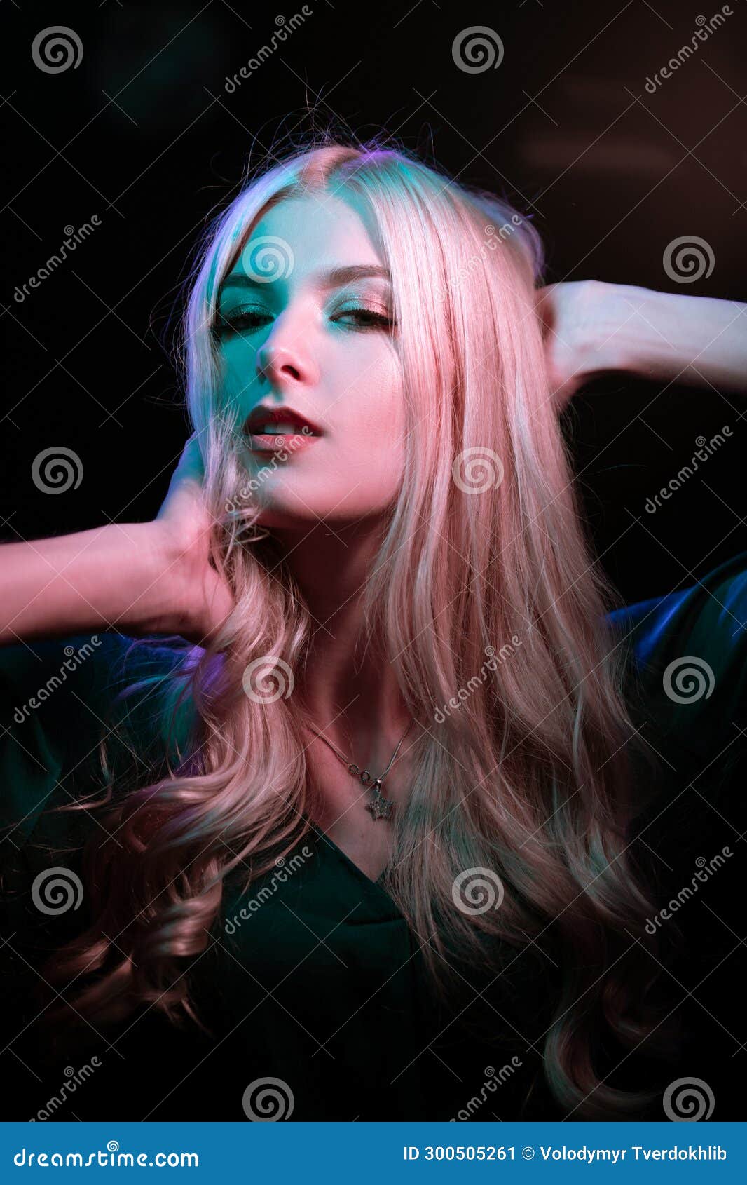 Attractive Blonde Woman Posing With Slim Body Beautiful Model Portrait