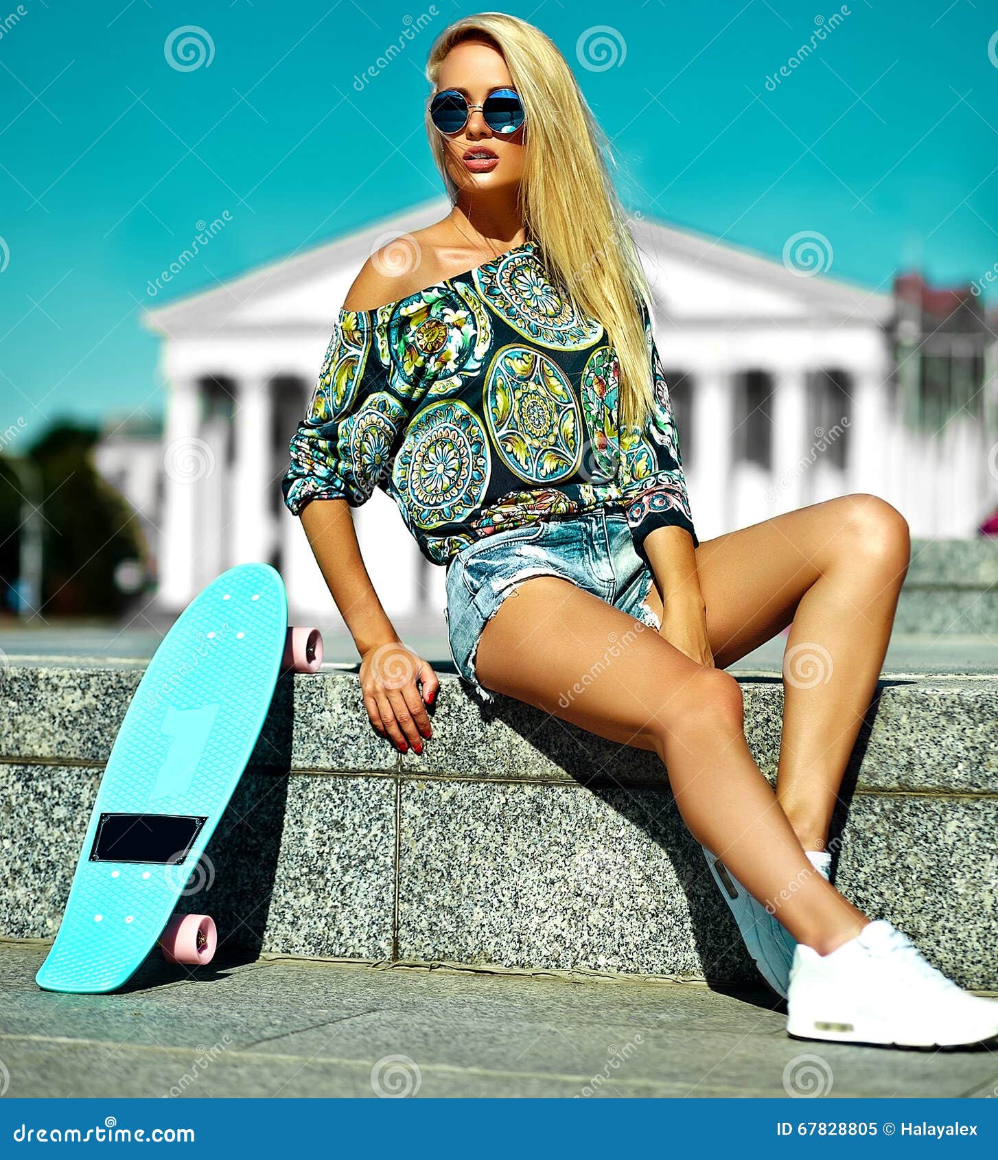 Beautiful Blonde Model With Skateboard Stock Image Image Of Model