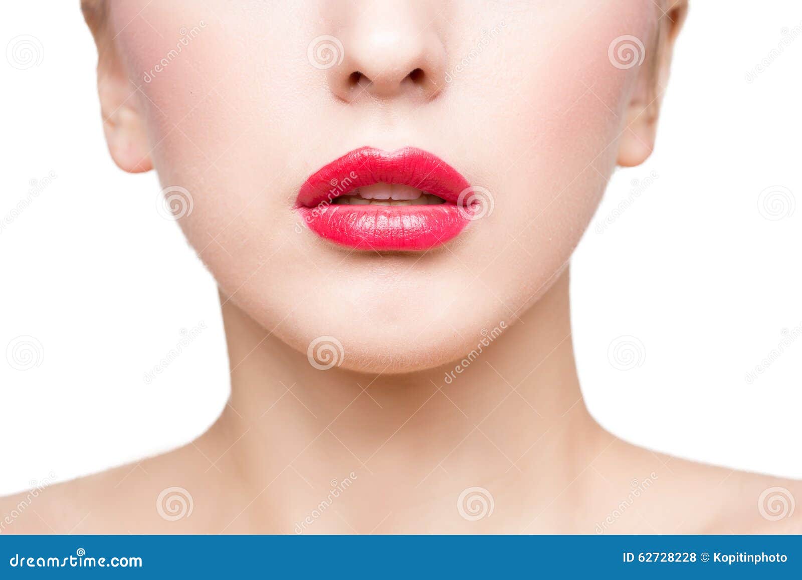Beautiful Red Lips Isolated on White Stock Photo - Image of facial ...
