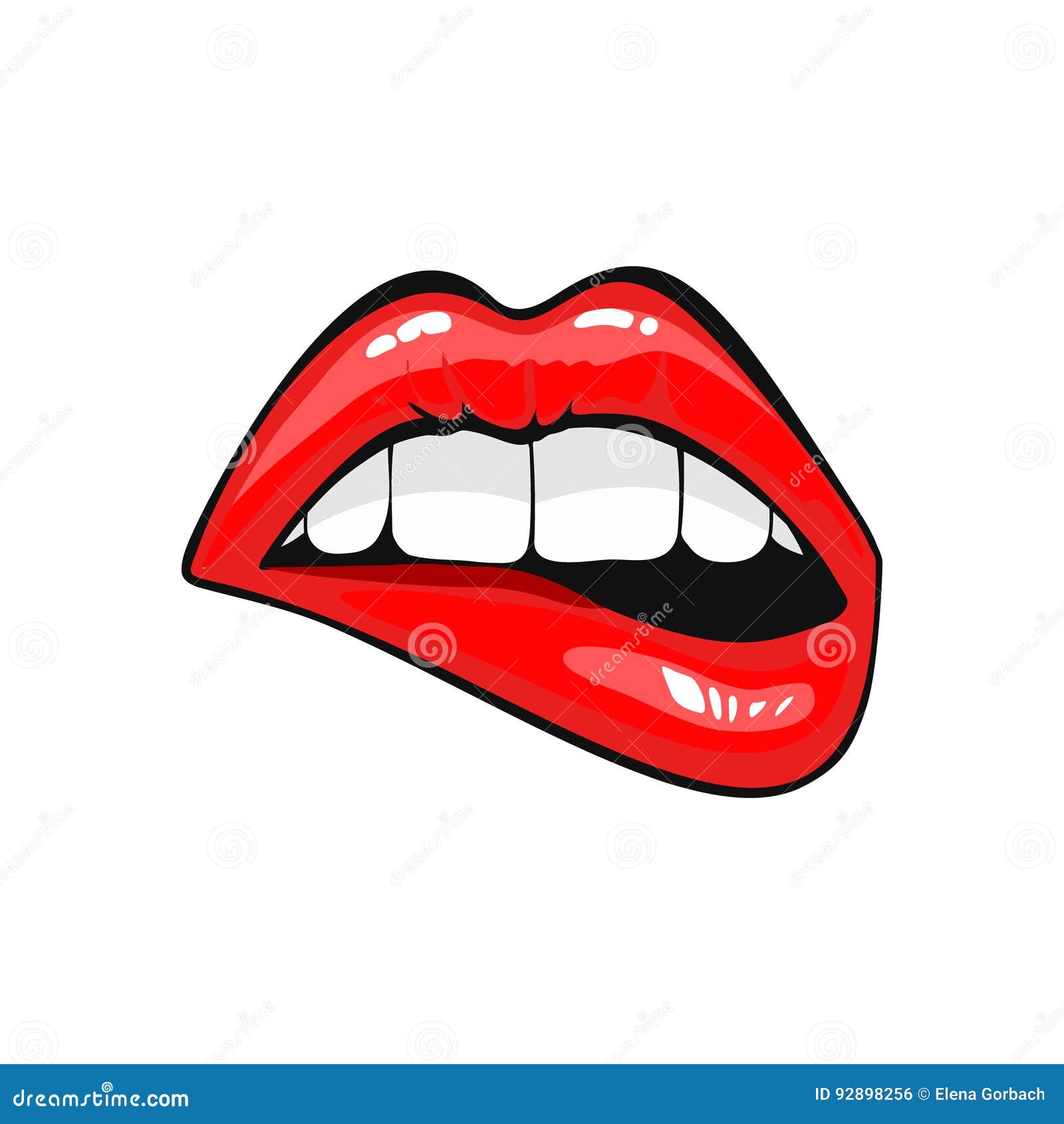 Biting Lips Isolated on White. Vector Illustration Stock Vector ...