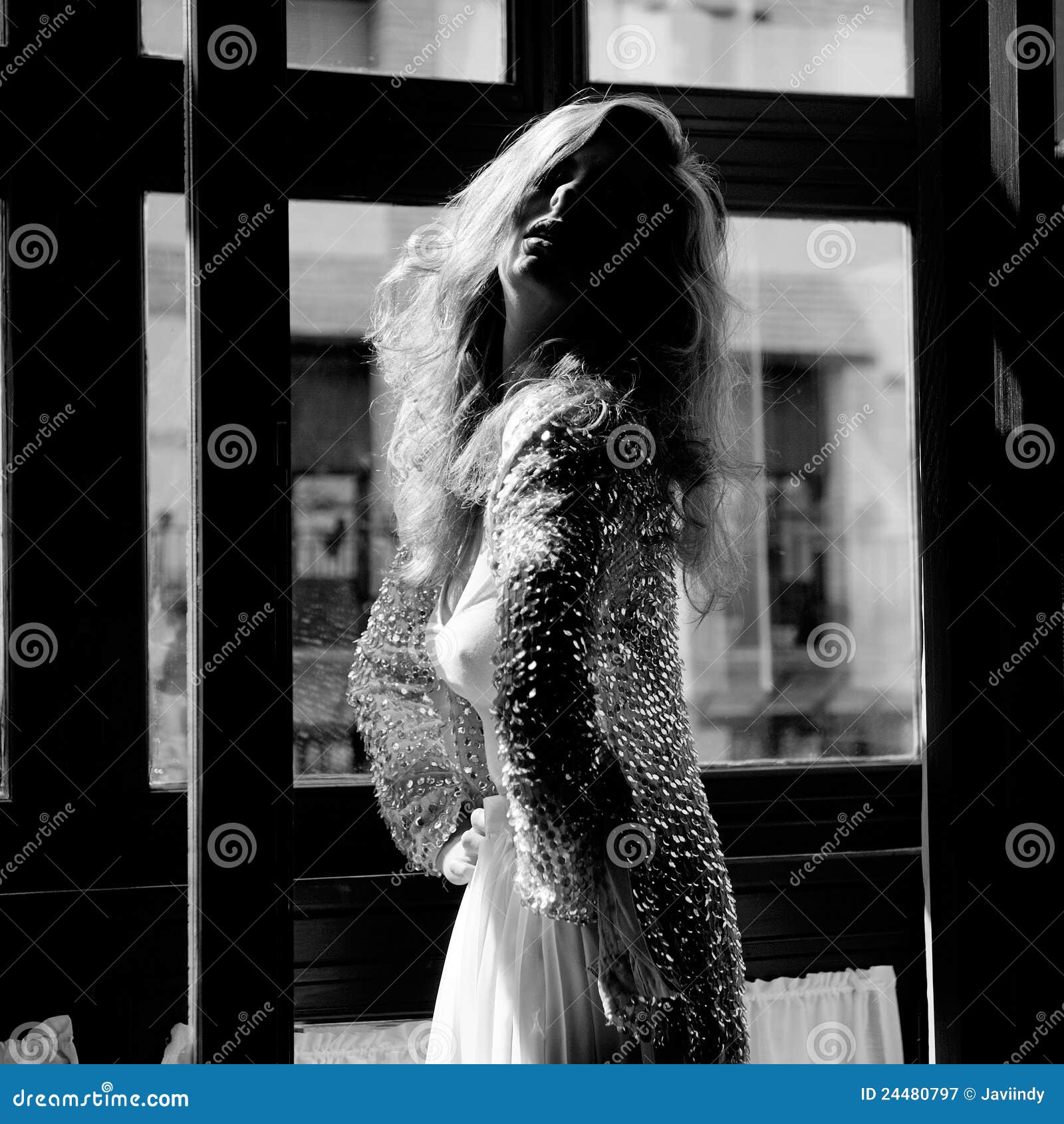 Blonde woman in window stock image. Image of brightly - 24480797