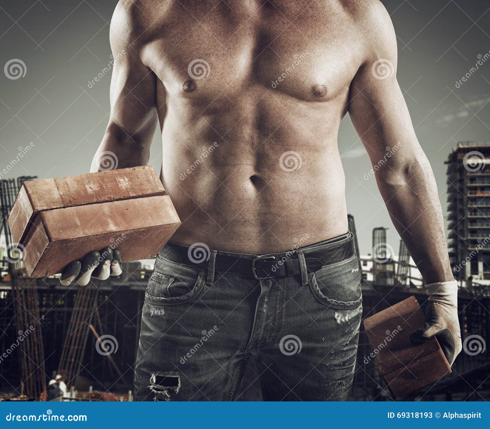 Bricklayer stock image. Image of building, effort, muscle - 69318193