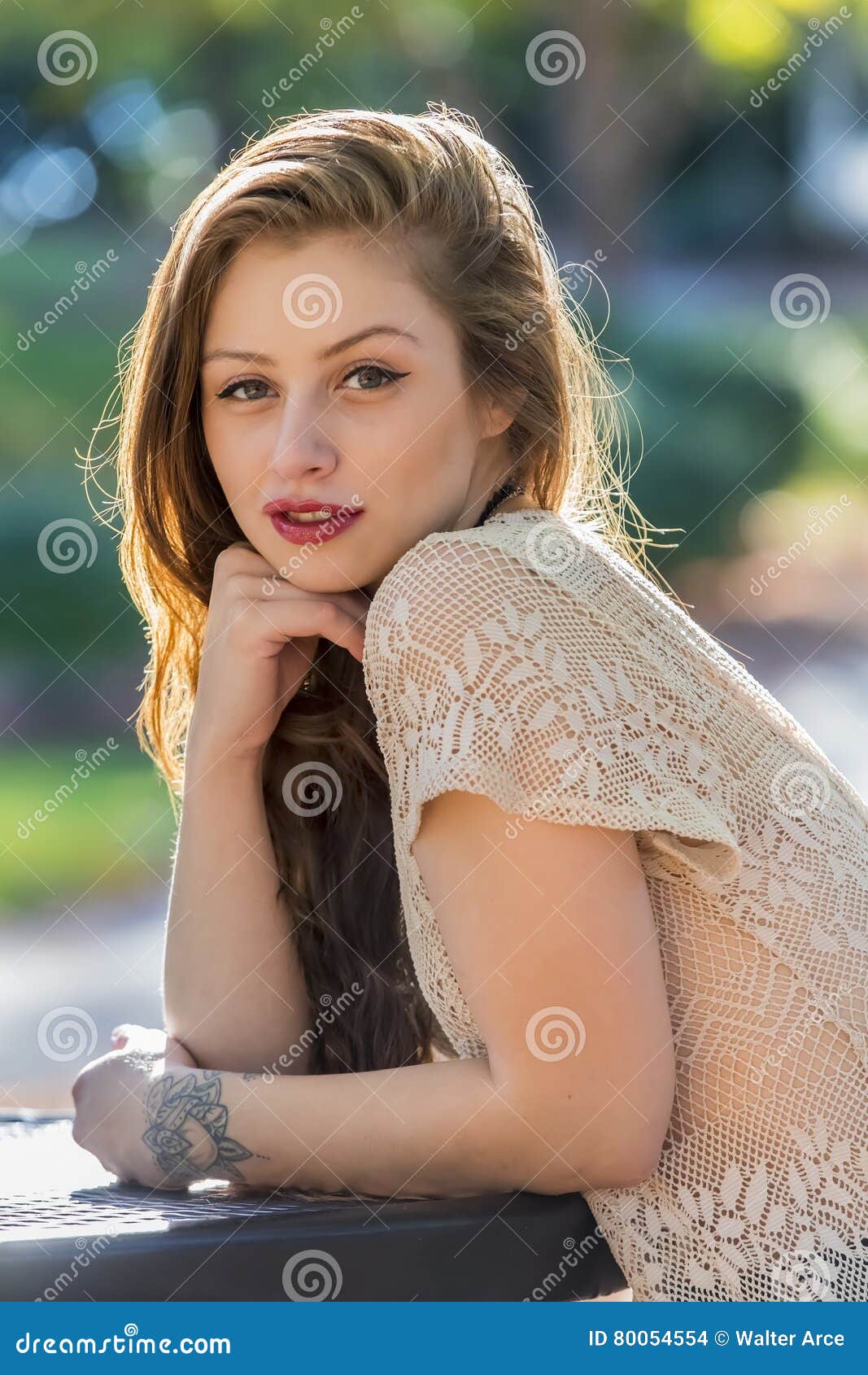 Brunette Coed Enjoying the Fall Foliage Stock Photo - Image of brunette ...