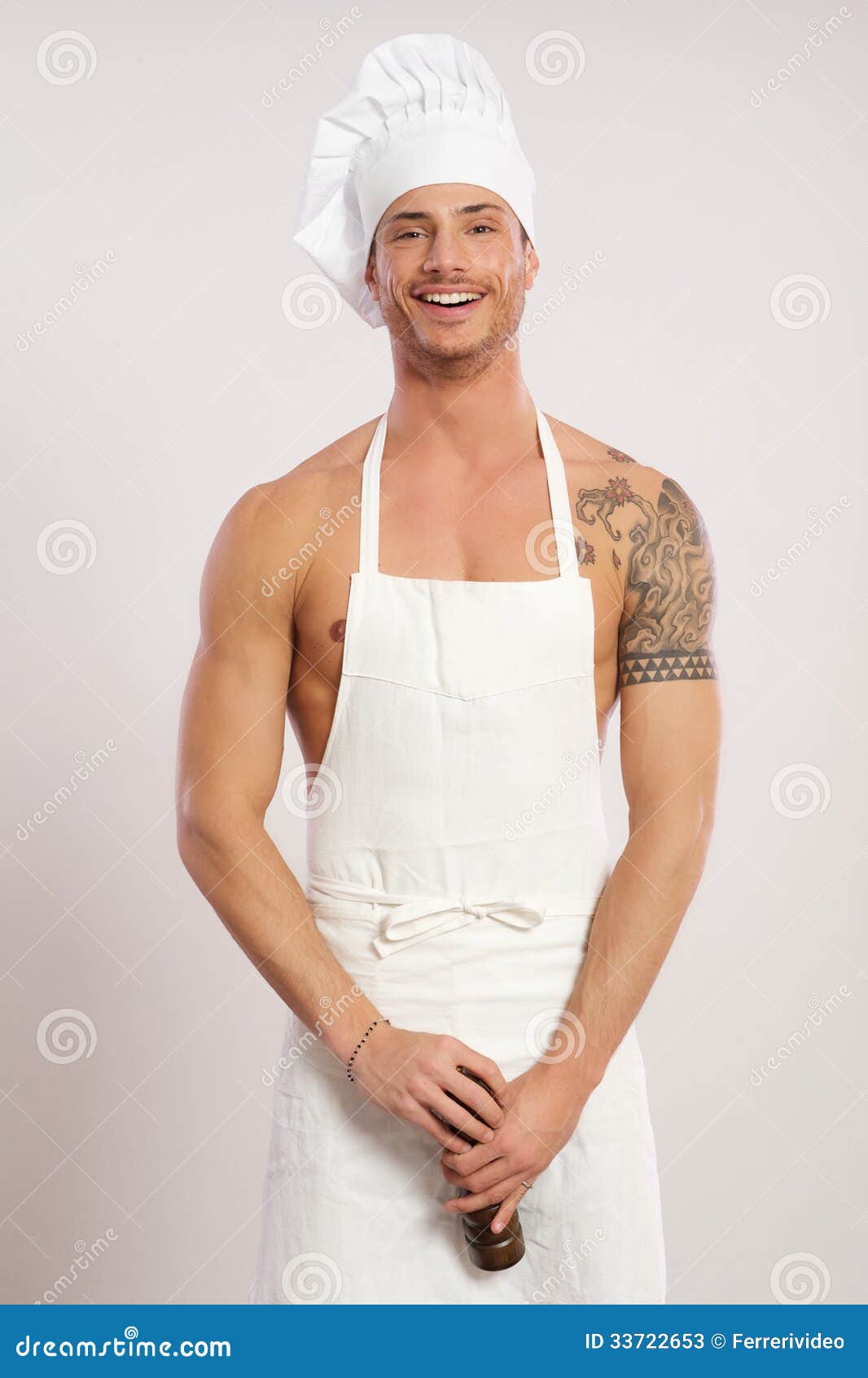 Sexy chef-kok stock afbeelding. Image of spier, mens - 33722653