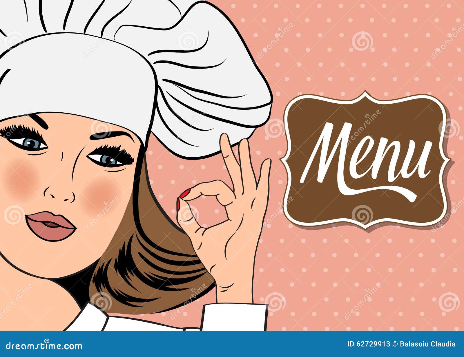 Chef Woman In Uniform Gesturing Ok Sign With Her Hand Stock Vector