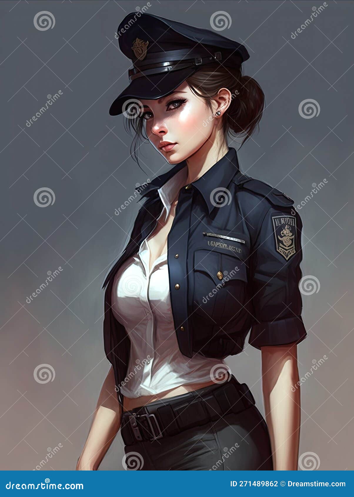 Cop Girl In Uniform Cartoon Style Generative Ai Stock Illustration Illustration Of Portrait 3790