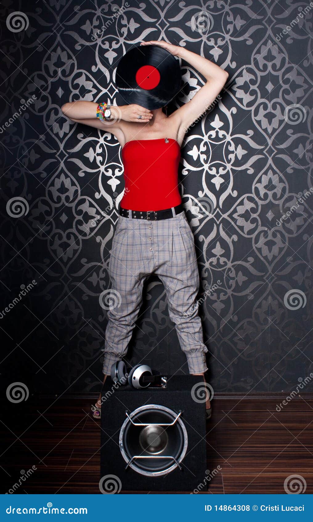 DJ stock photo. Image of black, lady, portrait, pants - 14864308