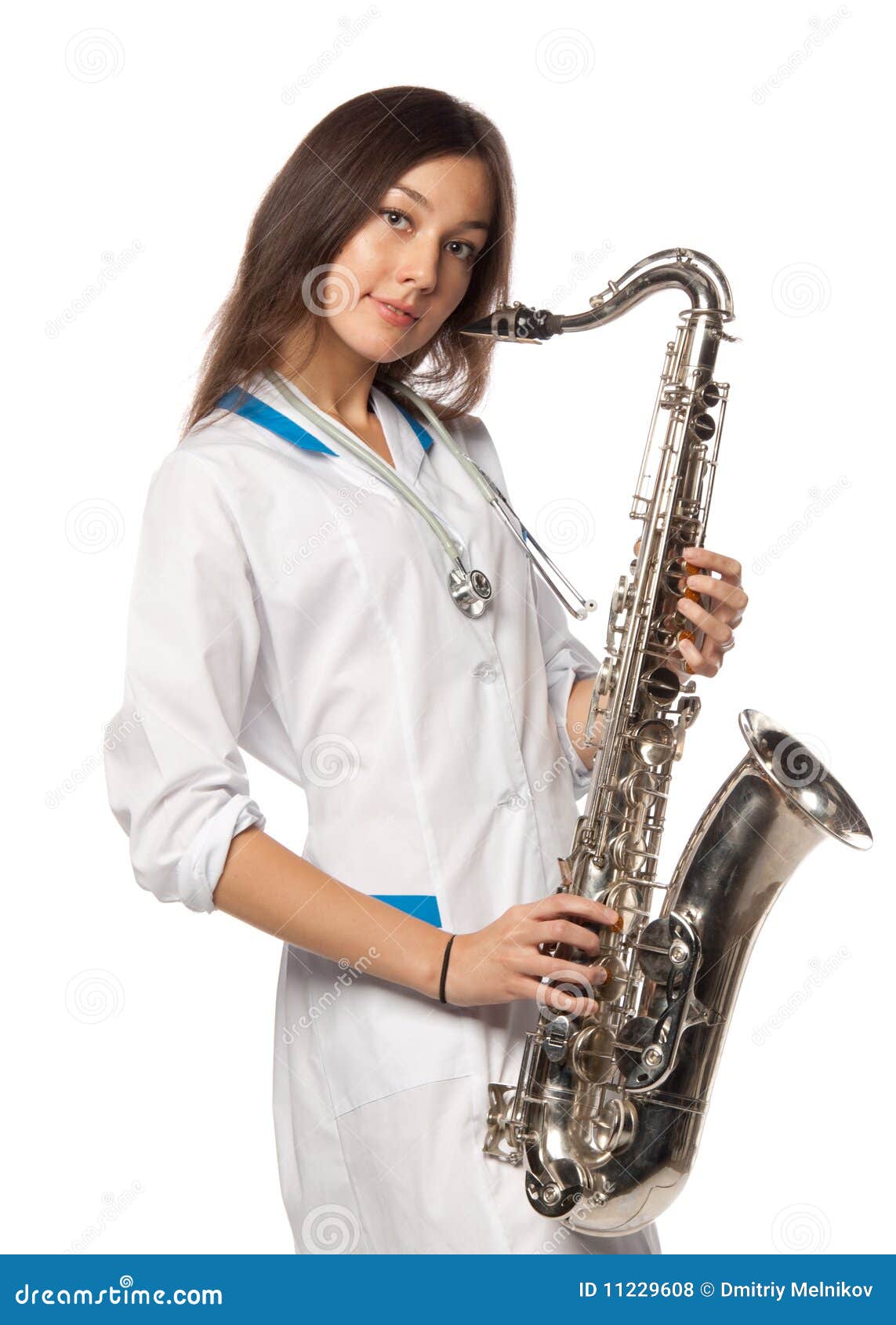 Doctor with saxophone stock photo. Image of beauty, attractive - 11229608