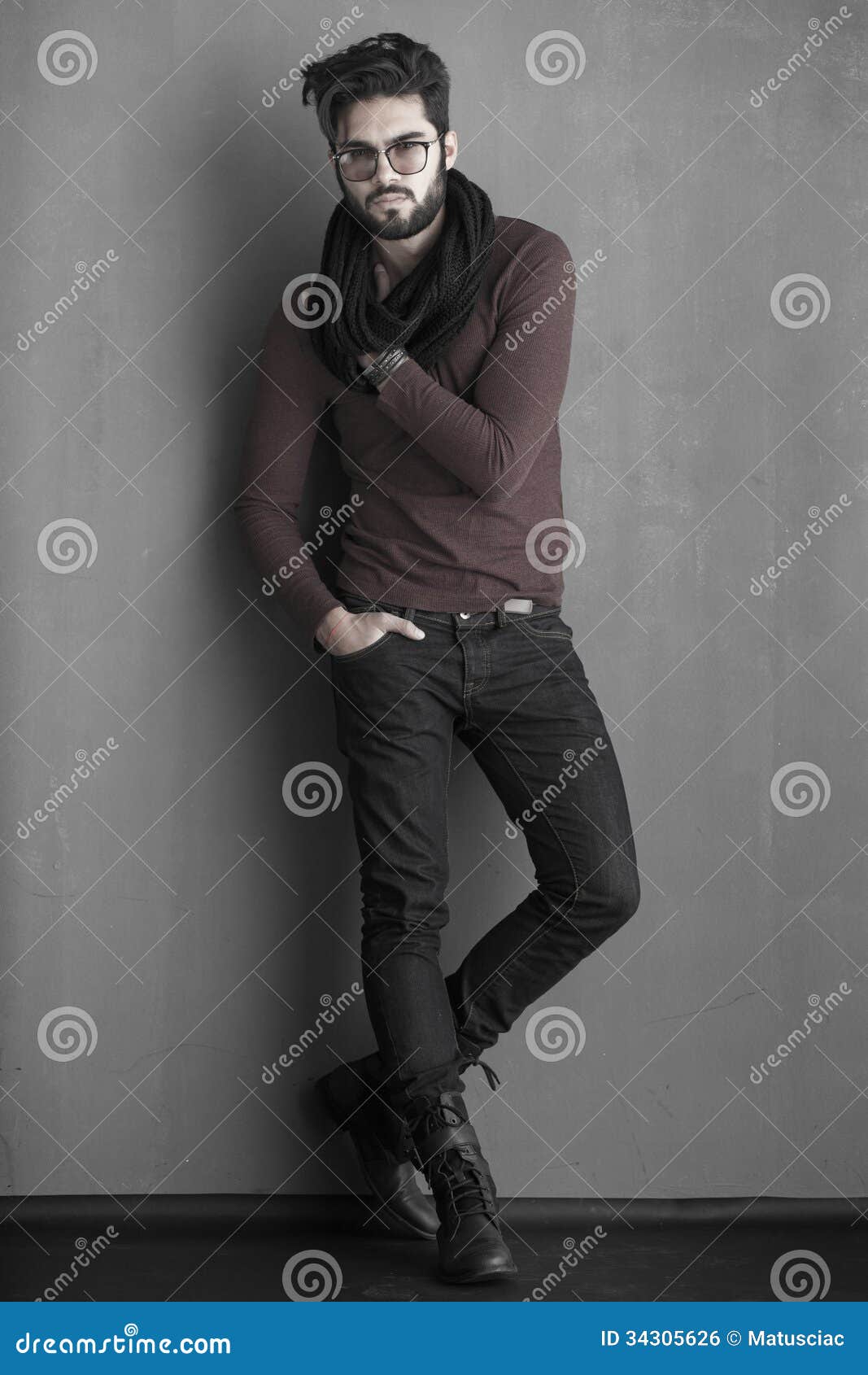 Fashion Man Model Dressed Casual Posing Dramatic Stock Photo - Image of ...