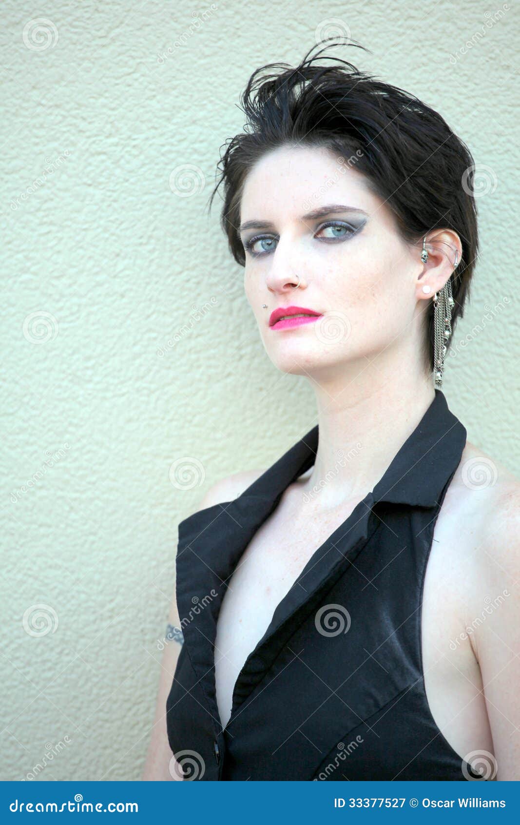 Female biker. stock image. Image of makeup, black, woman - 33377527