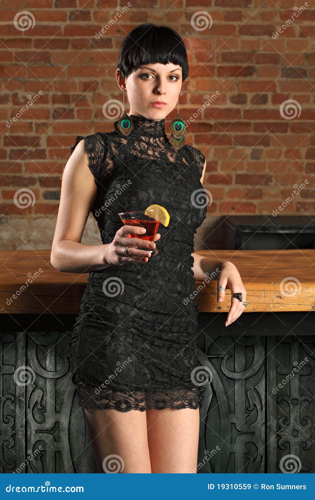 Female standing at a bar stock image. Image of looking - 19310559