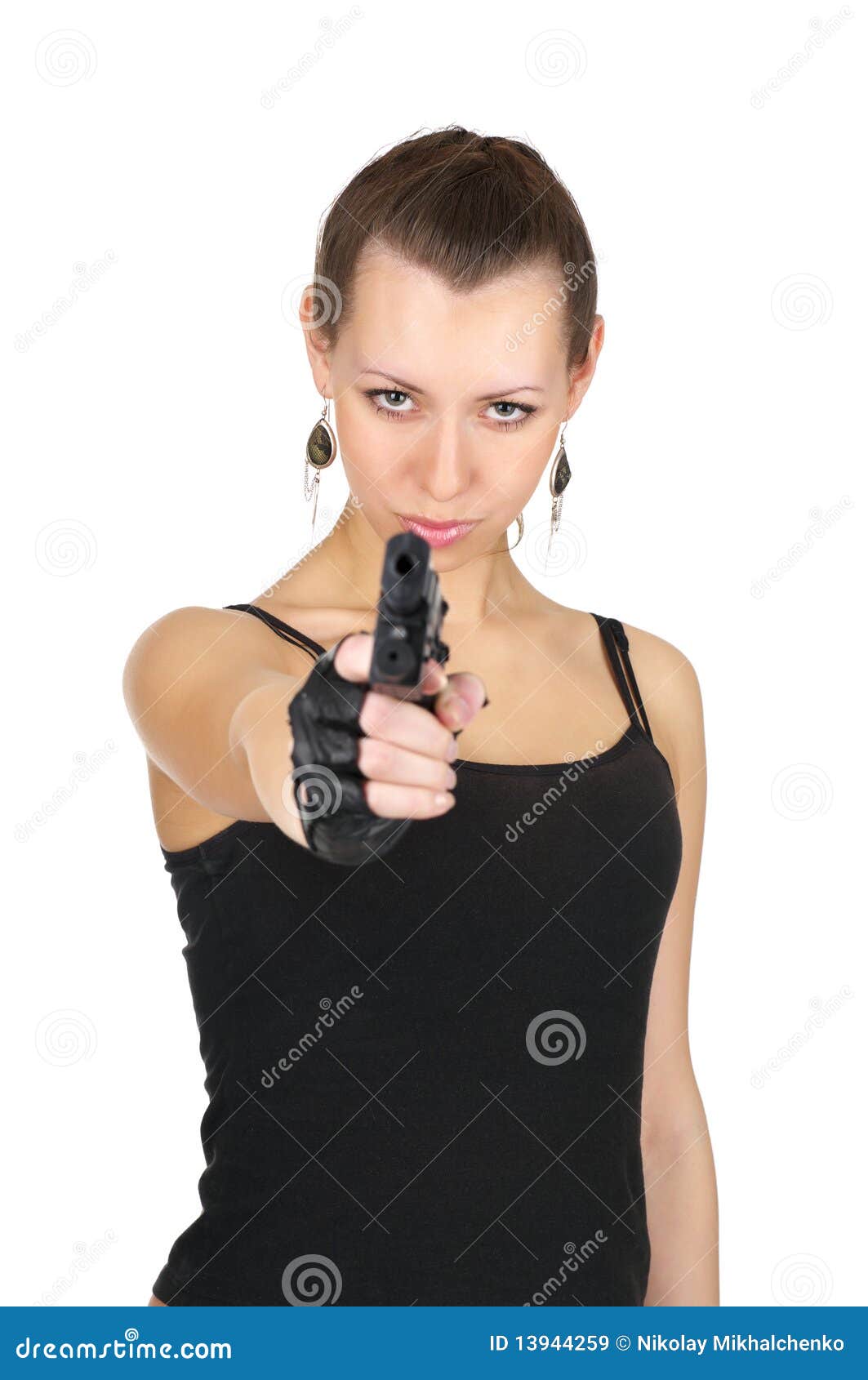 Female with two guns stock image. Image of pretty, adult - 13944259