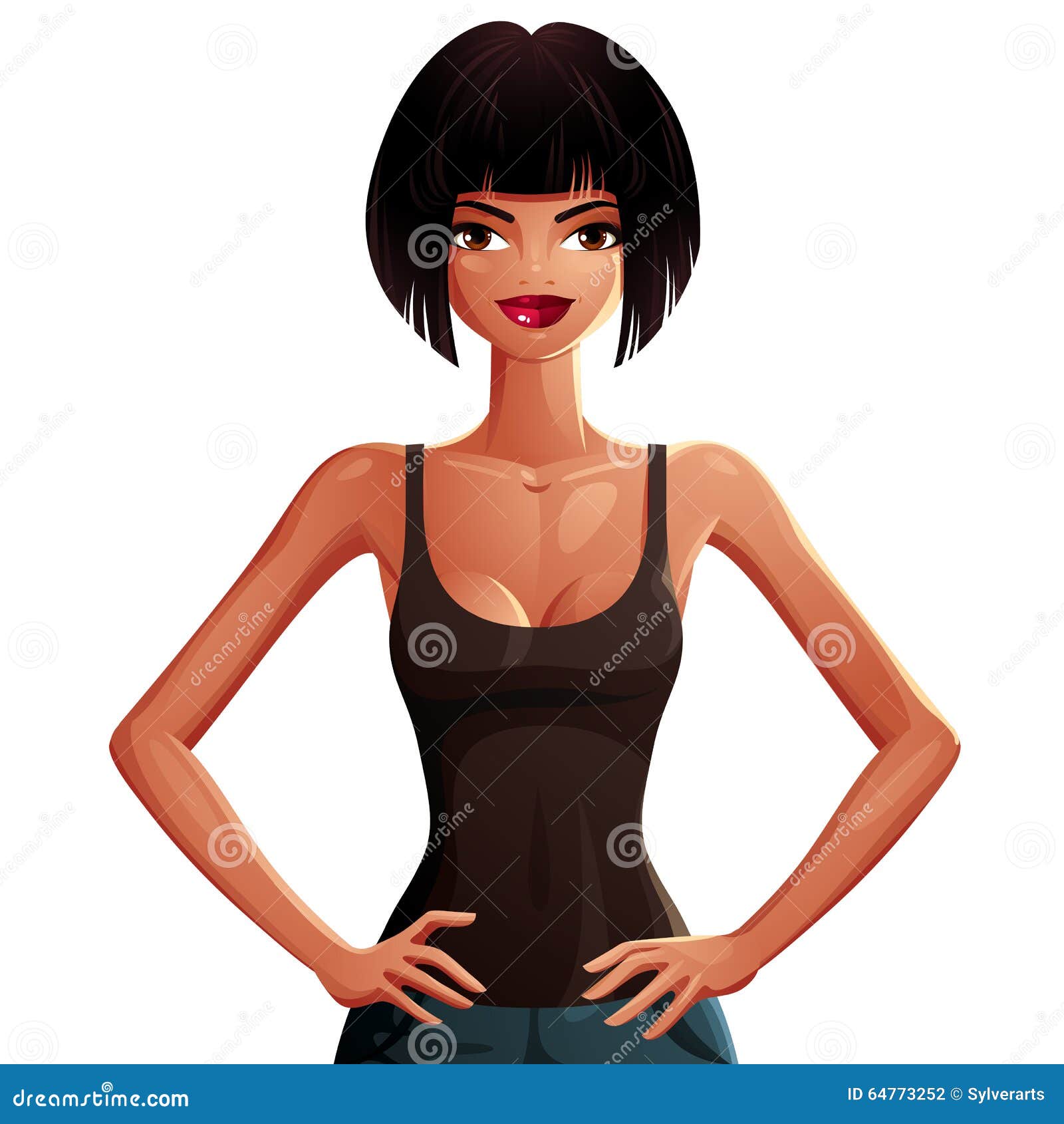 Flirting Woman Portrait Beautiful Brunette With Stock Vector