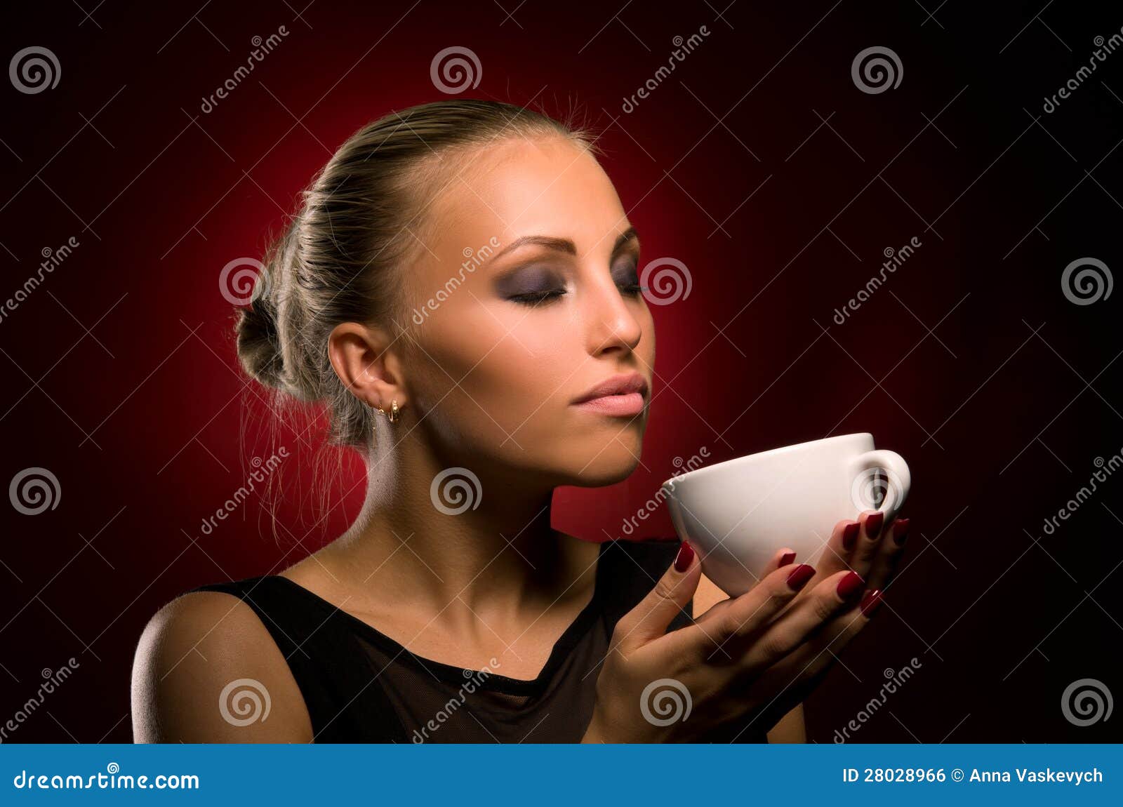 Girl with Aggressive Makeup and White Cup Stock Photo - Image of ...