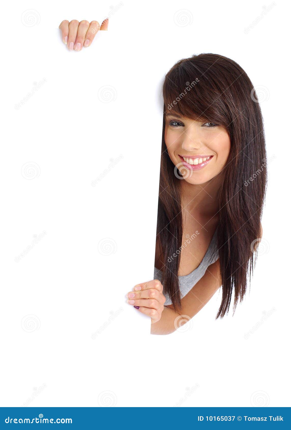 Girl Holding a Blank Board. Stock Image - Image of portrait, people ...