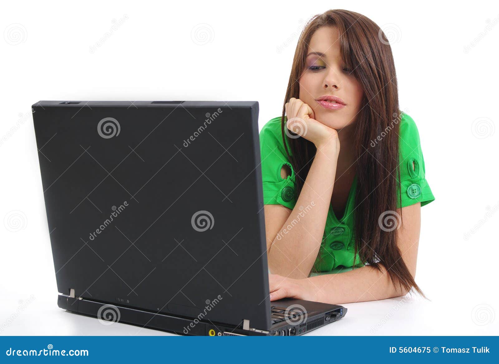 Girl with laptop stock image. Image of person, cheeks - 5604675