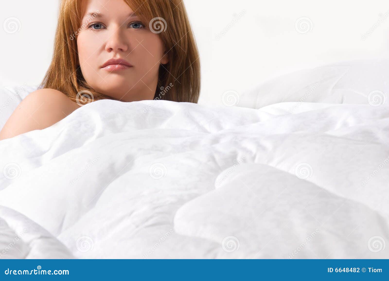 Girl under white blanket stock photo. Image of dreams - 6648482