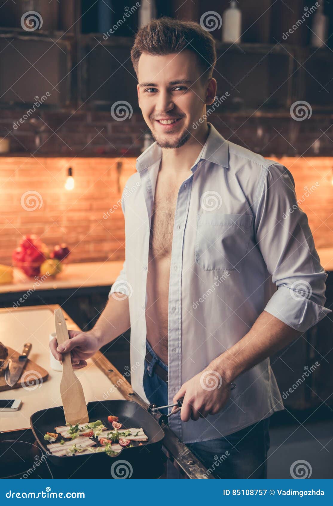 Guy cooking stock image. Image of caucasian, posing, person - 85108757