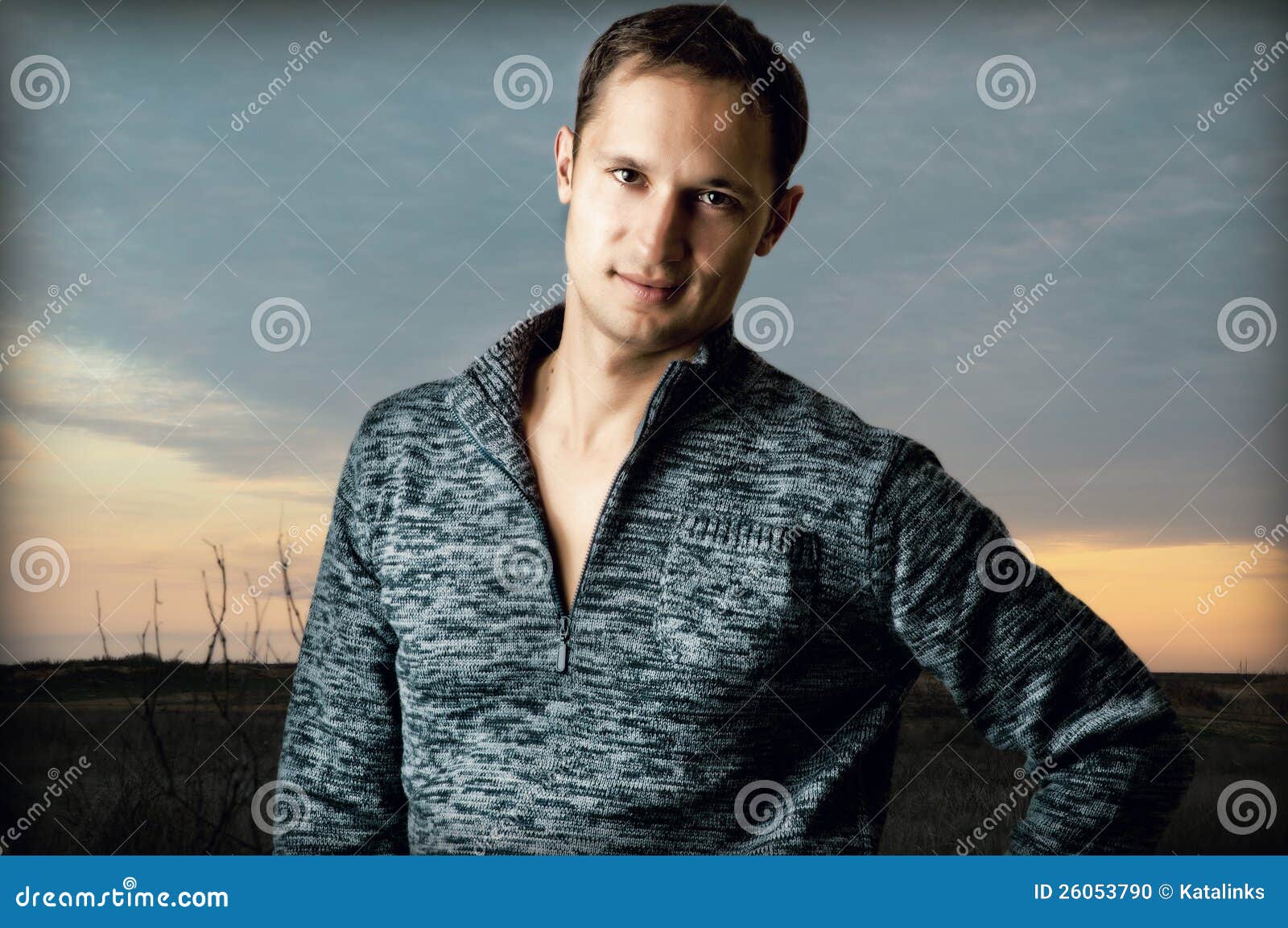 Handsome man smiling stock photo. Image of dark, sweater - 26053790