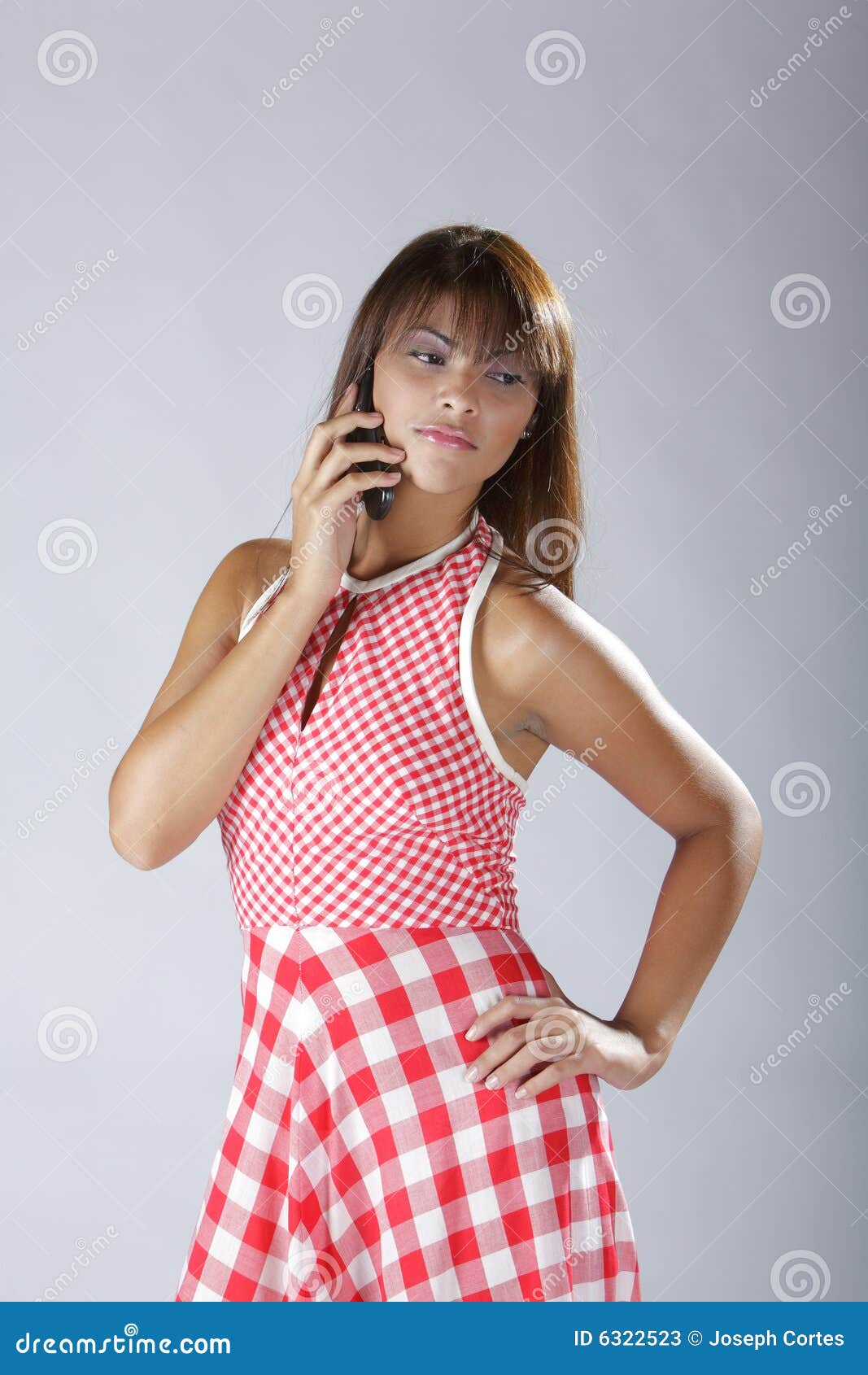 Hispanic Lady Talking on Cellular Phone Stock Image - Image of female ...