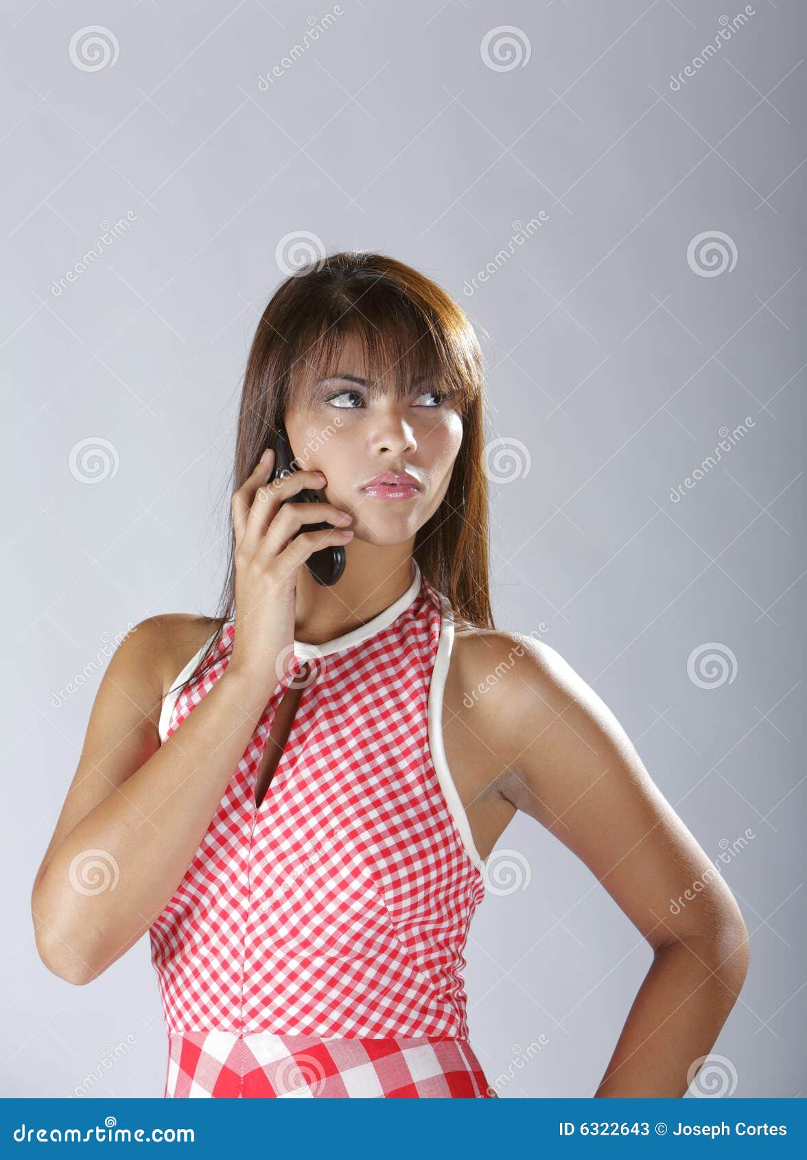 Hispanic Lady Talking on Cellular Phone Stock Image - Image of face ...
