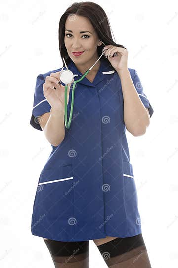 Sexy Junges Pin Up Model Wearing Das Krankenschwestern Einheitlich In