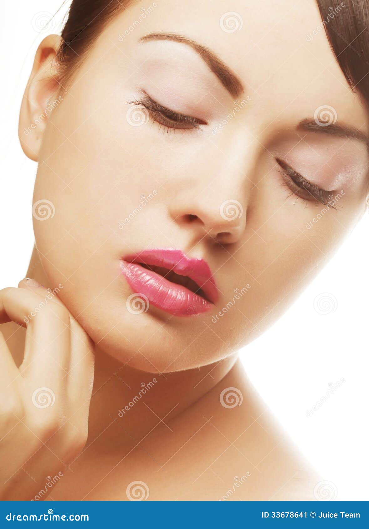 Lady with pink lips stock image. Image of closeup, brunette - 33678641