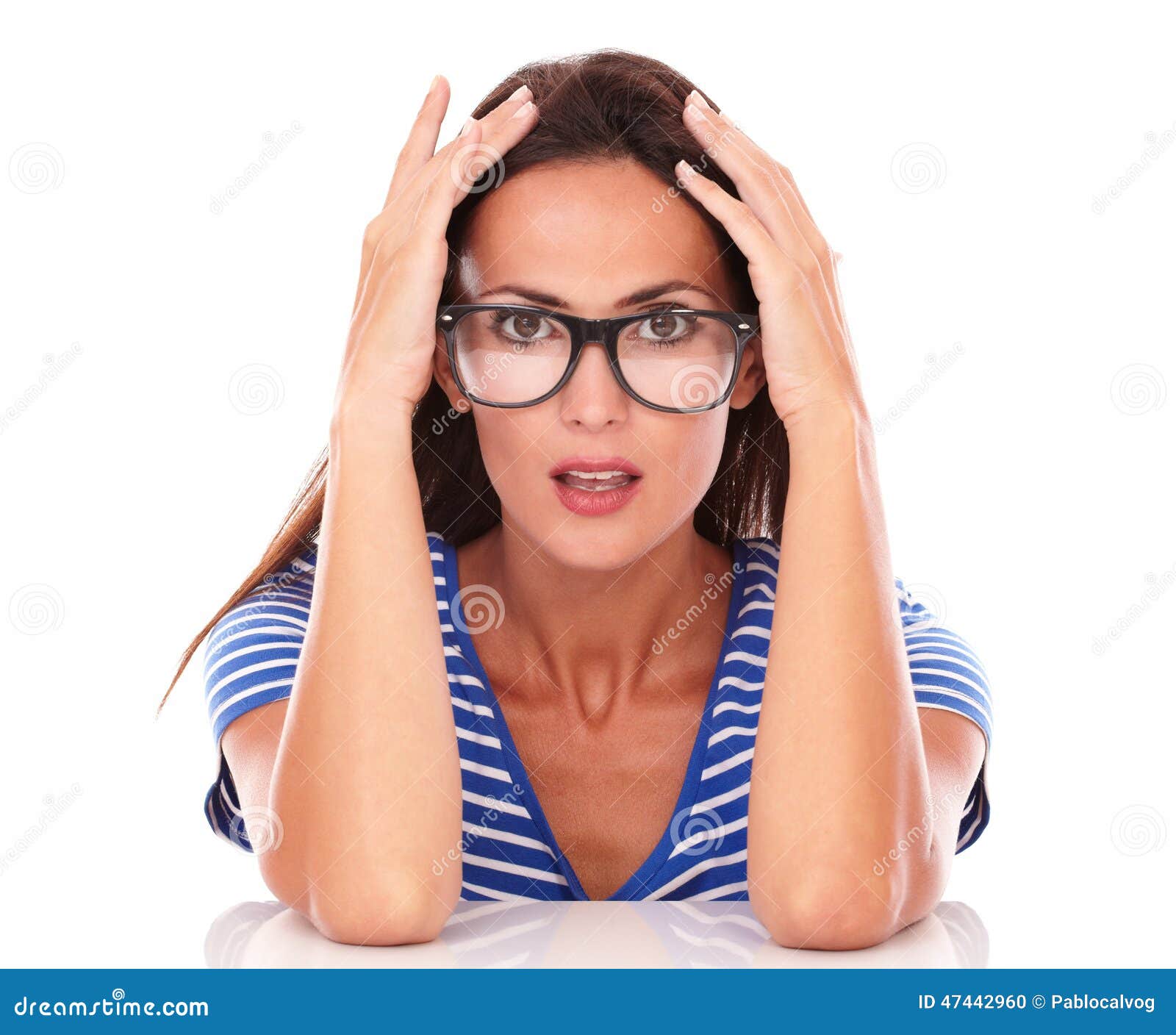 Lady with Spectacles Looking at You Stock Photo - Image of brunette ...