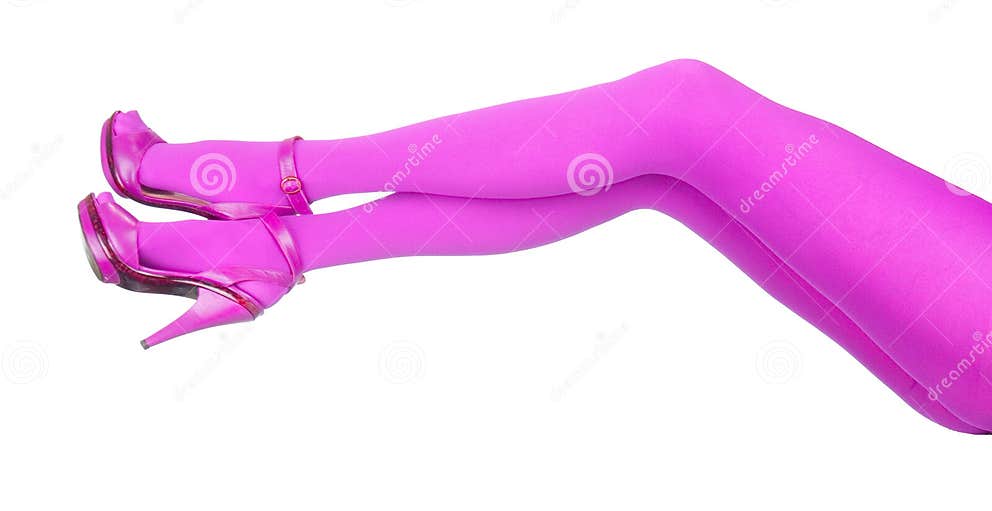 Legs In Pink Stockings And High Heels Stock Image Image Of Lingerie Heels 7240505