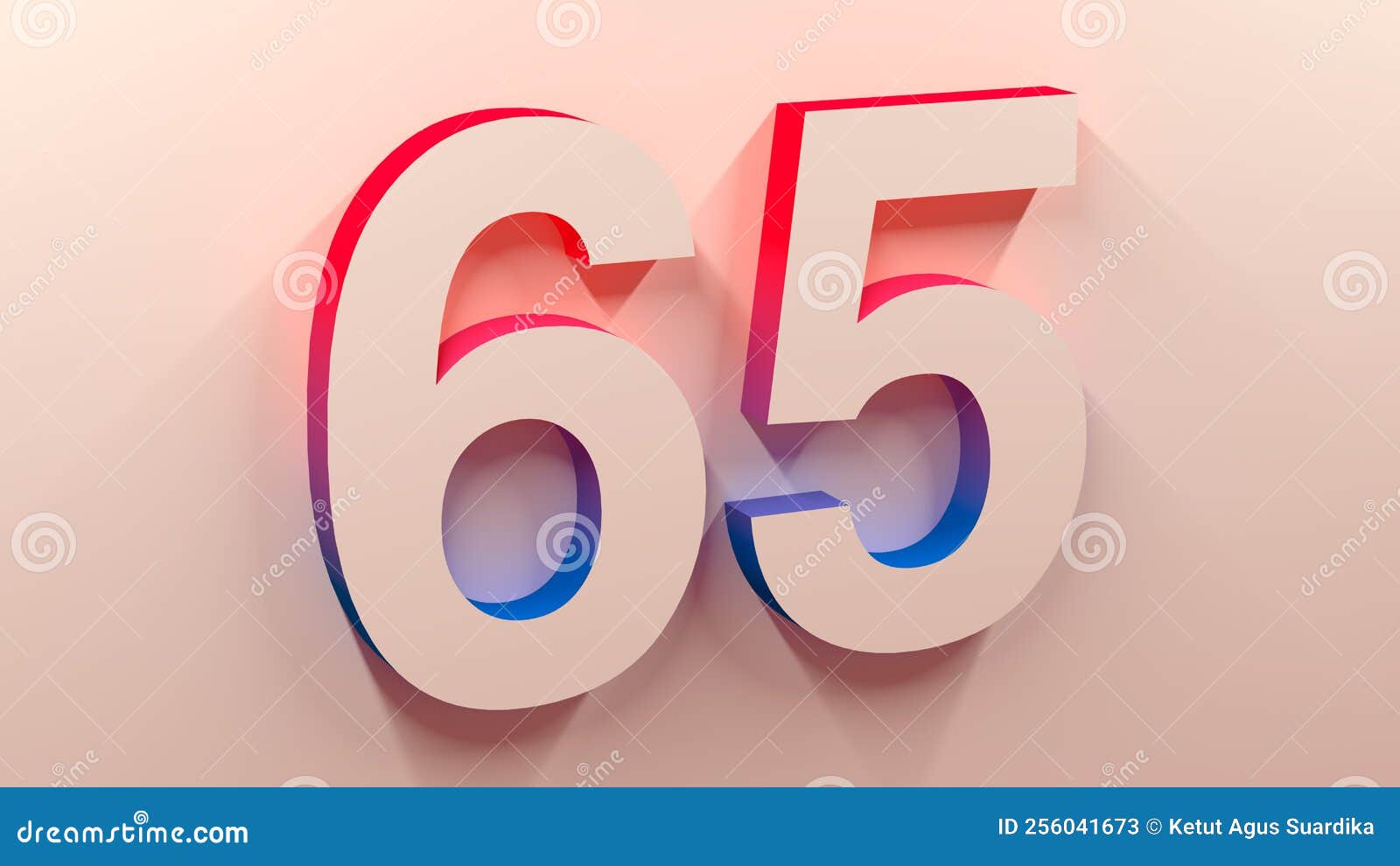 Light Corporate Number 65 Design with Blue Red Gradient Color on the ...